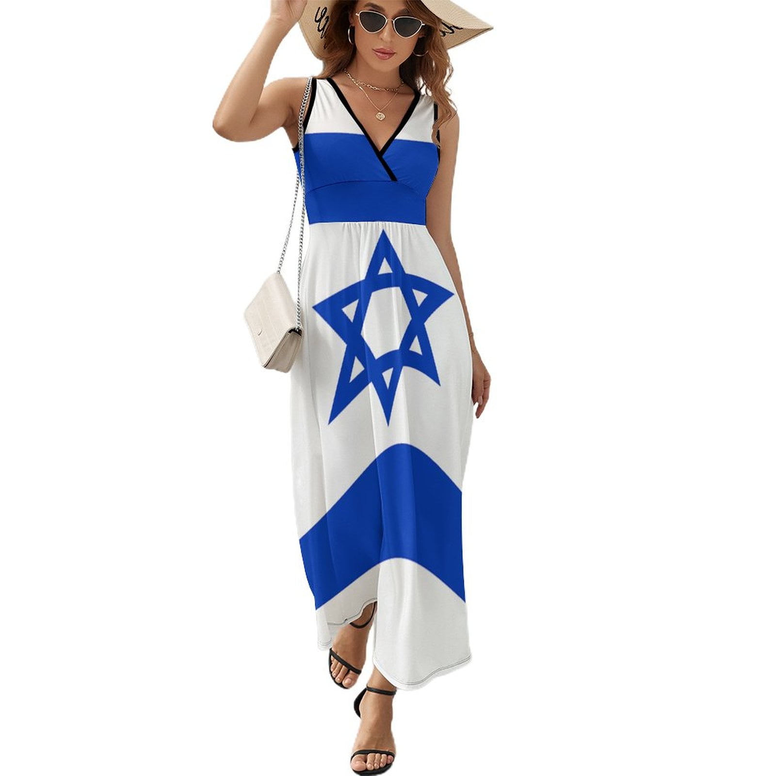 Israeli Flag Dress Aesthetic Boho Beach Long Dresses Woman Sexy Graphic ...