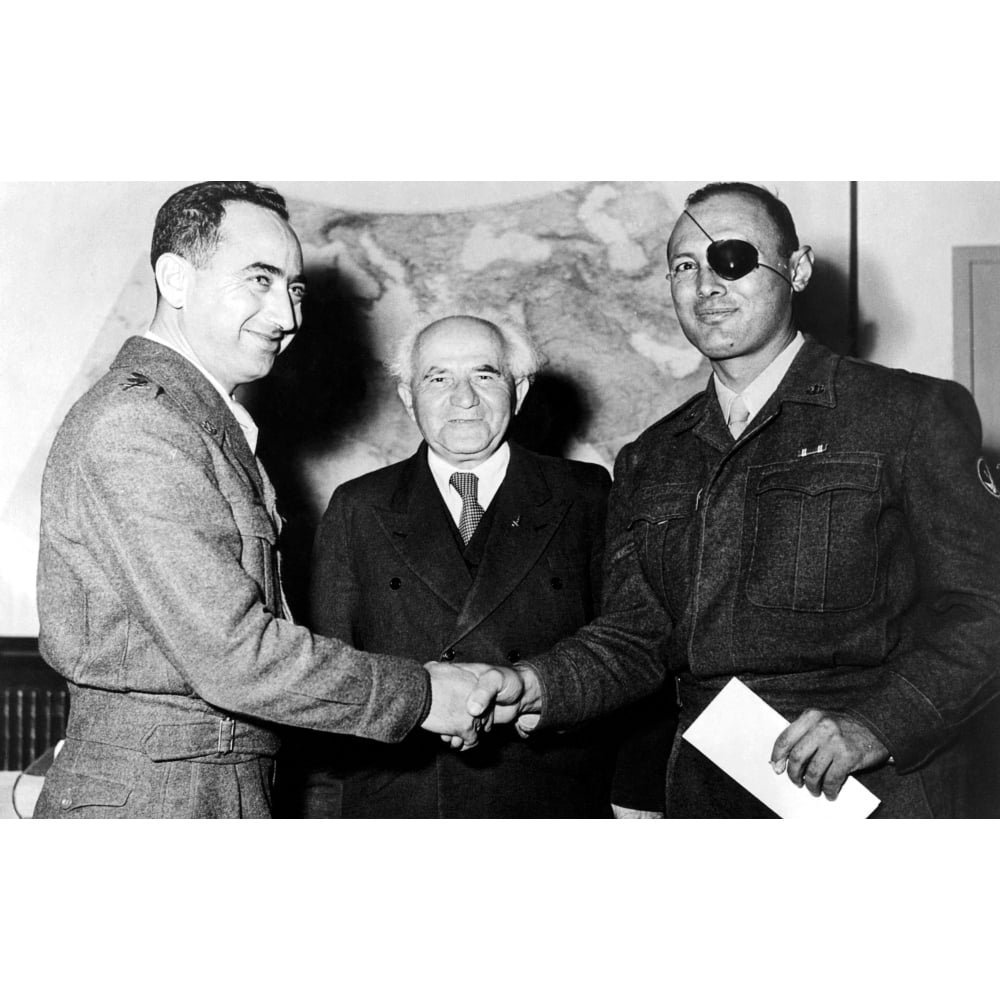 Israeli General Moshe Dayan Shakes Hands With General Mordechai ...