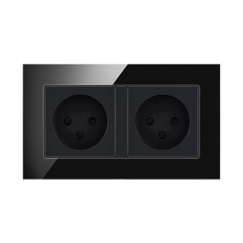 Israeli Wall Socket with 1-2 Outlets 16A 2000W 86 x 146mm Black and ...