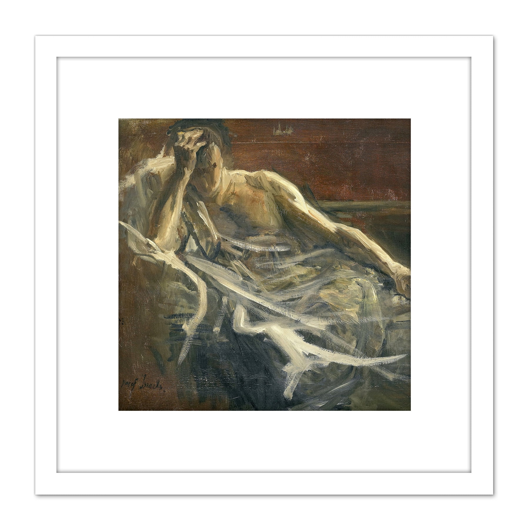 Israels Saul Portrait Resting Man Painting 8X8 Inch Square Wooden ...
