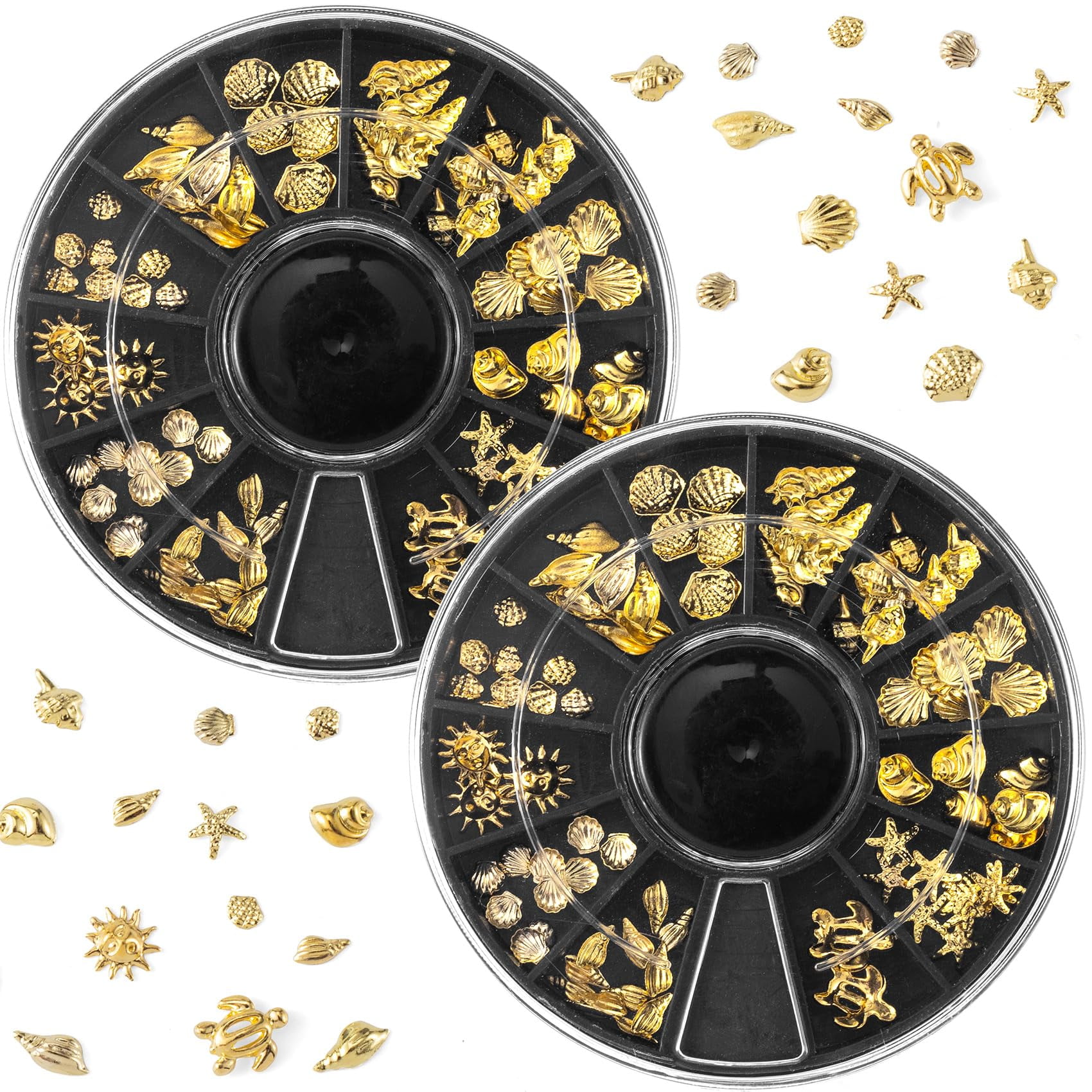 Isslly 2 Disc Ocean TMA2 3D Nail Charms, Metal Nail Art Decals, 12 Styles Beach Starfish ...