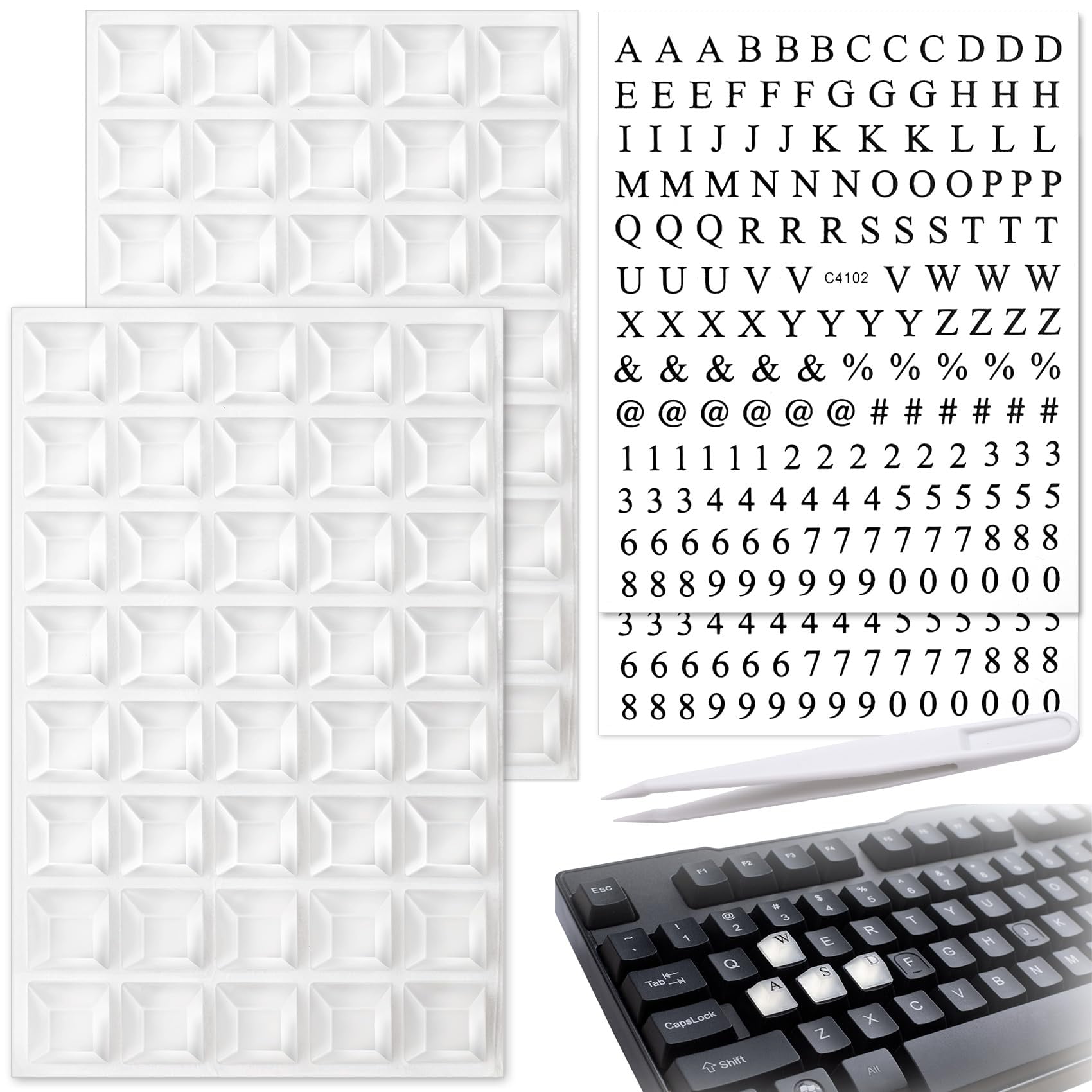 Isslly 80pcs Raised Keyboard TMA2 Sticker for Long Nails, Self-Adhesive ...