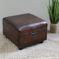 International Caravan Faux Leather Ottoman Trunk With Lid-Color:Saddle ...