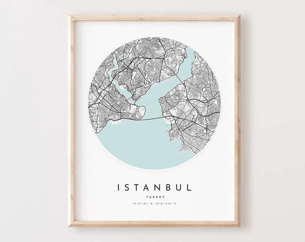 Istanbul Map Print, Istanbul Map Poster City Wall Art, Istanbul Road ...
