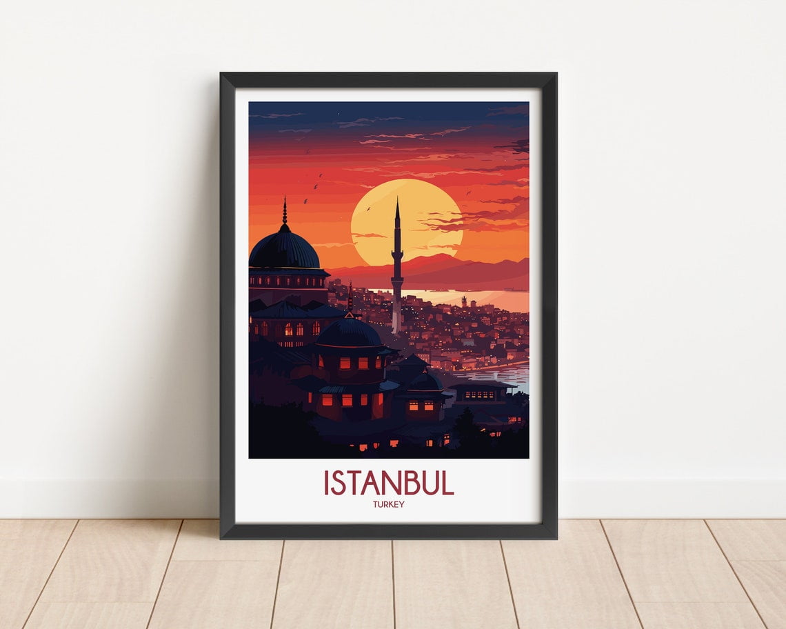 Istanbul Poster Turkey Scenic City Travel Wall Art Decor, Unframed ...