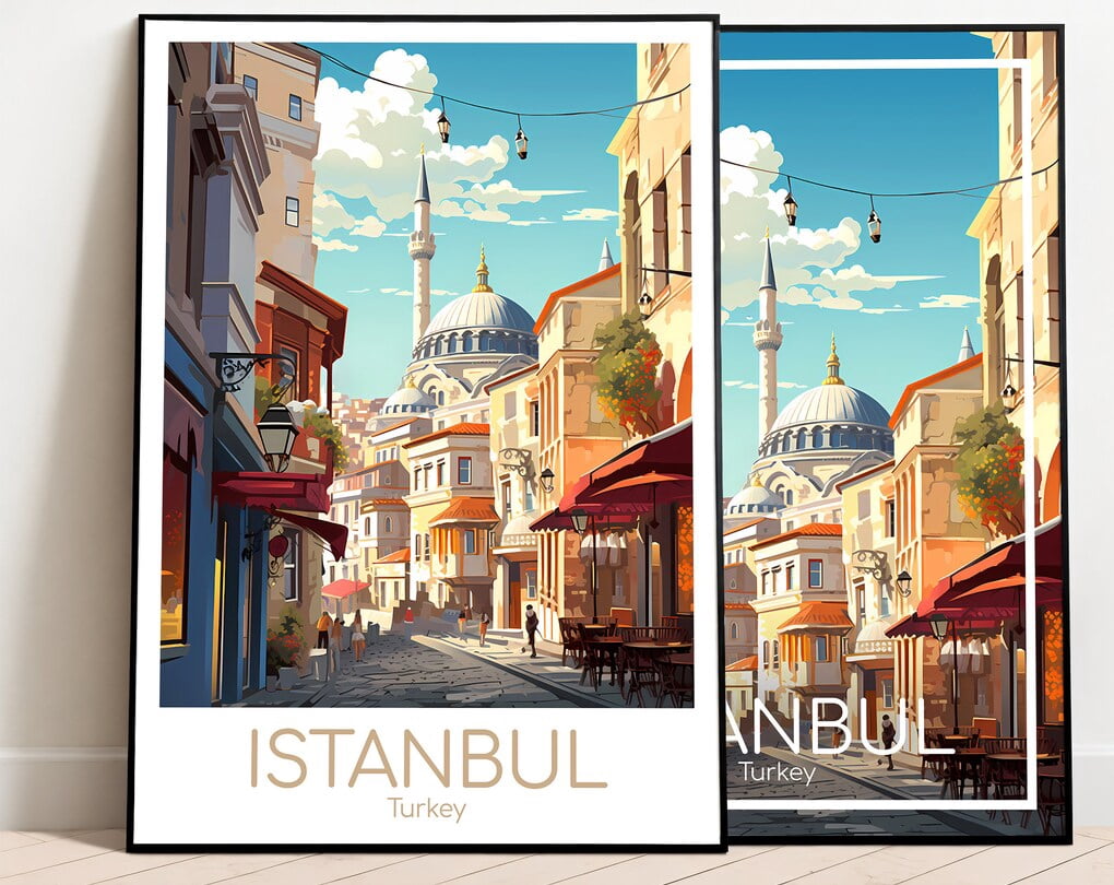 Istanbul Travel Poster Istanbul Poster Wall Art Türkiye Vintage Poster ...