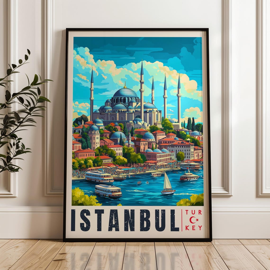 Istanbul Travel Poster, Turkey Wall Art Print, Illustration Poster ...