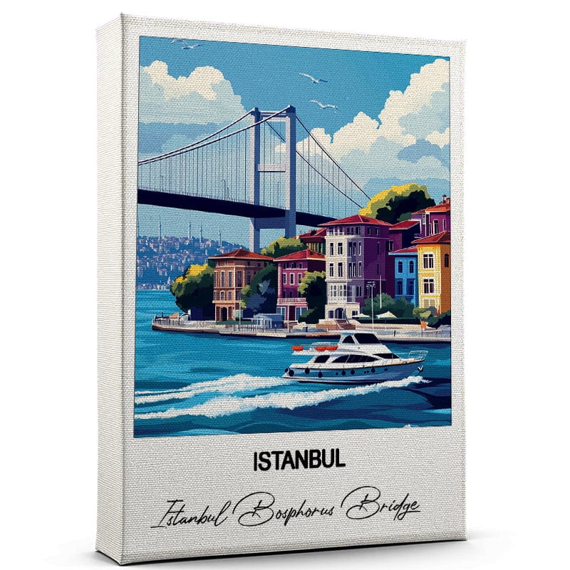 Istanbul Travel Scenic Canvas Wall Art -Istanbul Bosphorus Bridge ...