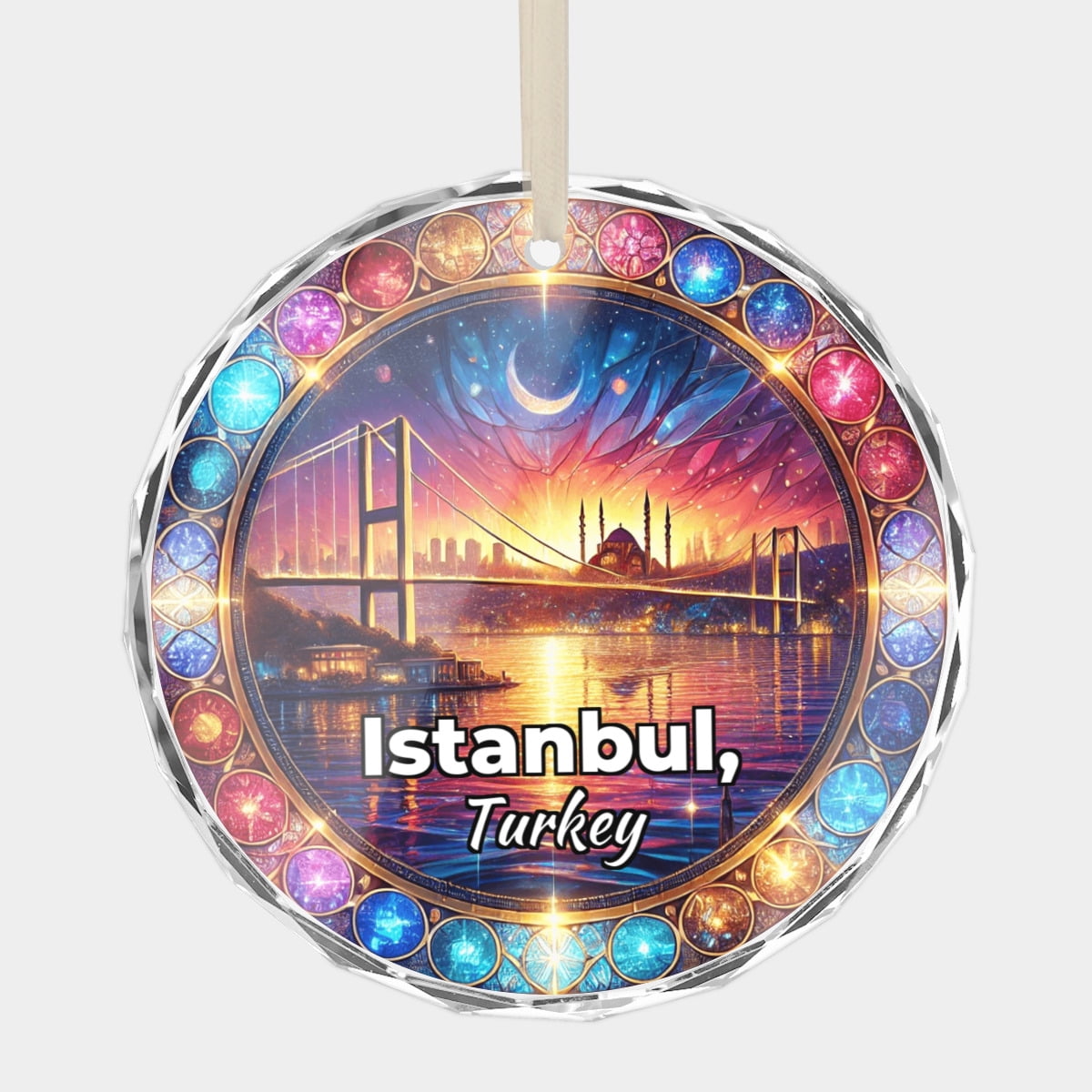 Istanbul Turkey Bosphorus Bridge Skyline Travel Souvenir Crystal Glass ...