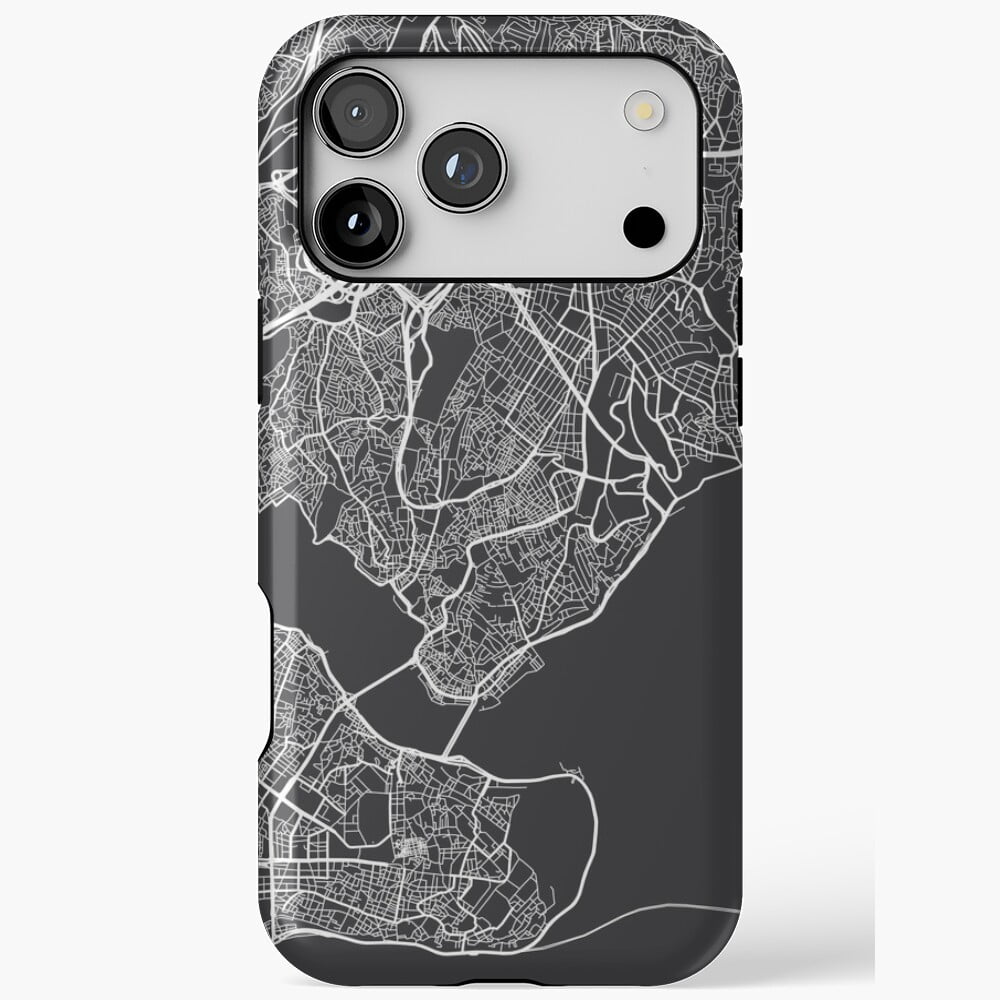 Istanbul Turkey Gray City Map Artwork iPhone Case 17 16 15 14 13 12 11 ...