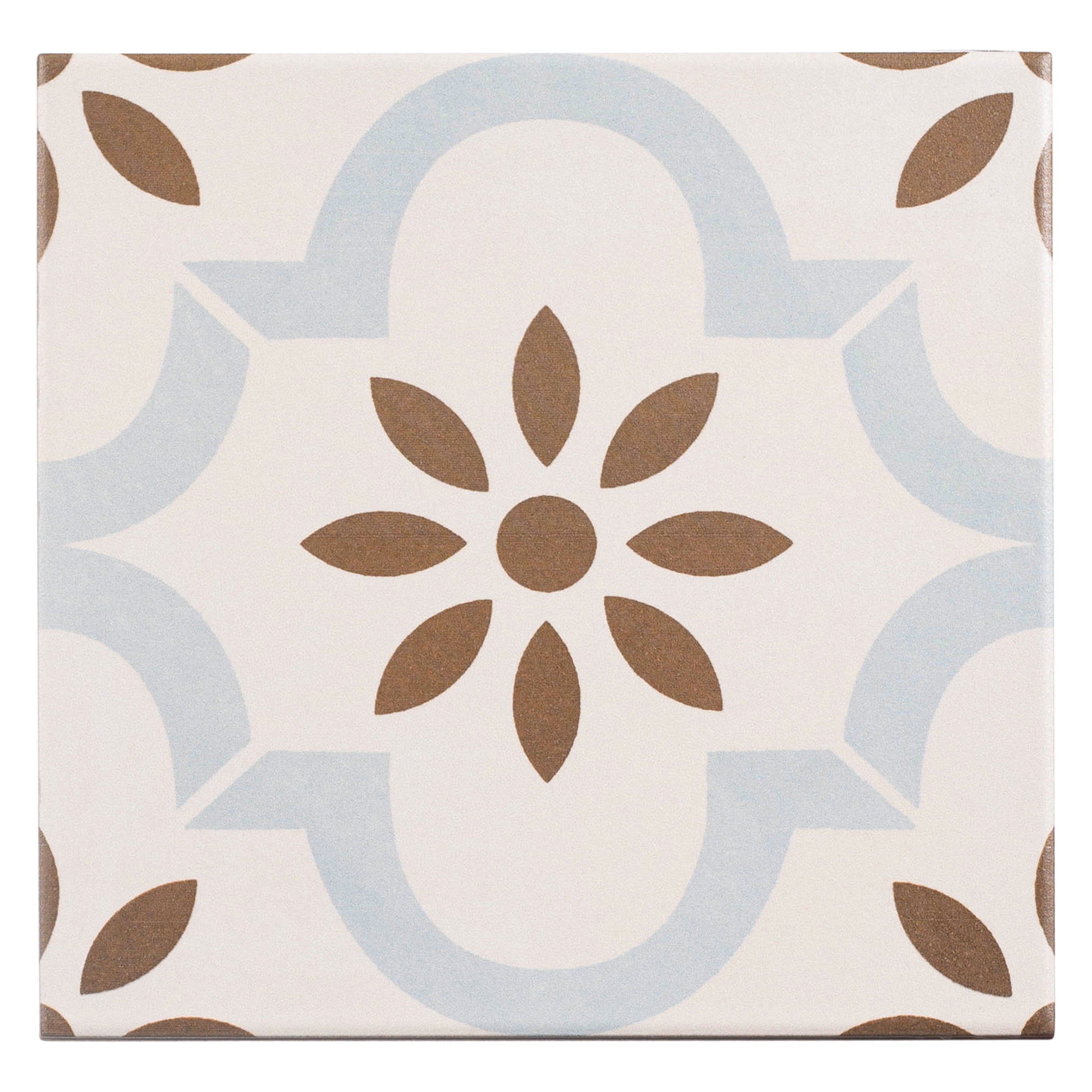 Istanelle Theosis Blue 8-in.Encaustic Look Matte Porcelain Wall & Floor ...