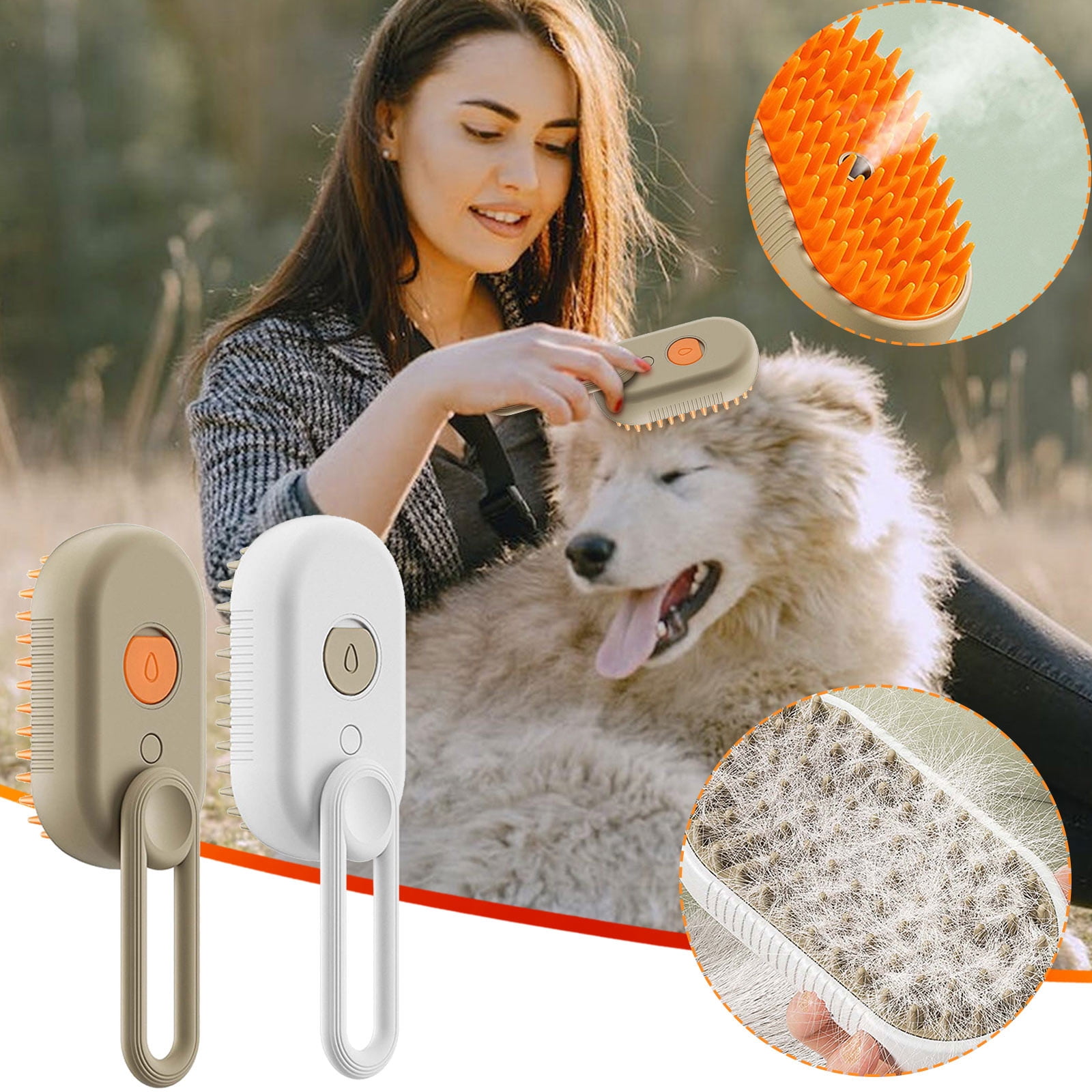 Isvgxsz 2024 New Bedroom Decor New Rechargeable 3 In1 Steamy Pet Brush ...