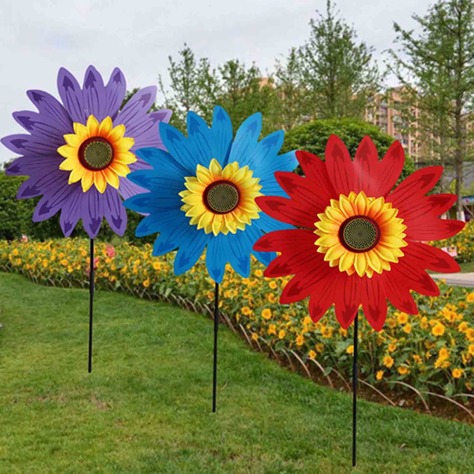 Jacenvly Sunflower Windmill, Colorful Outdoor Garden Decoration, 36CM ...