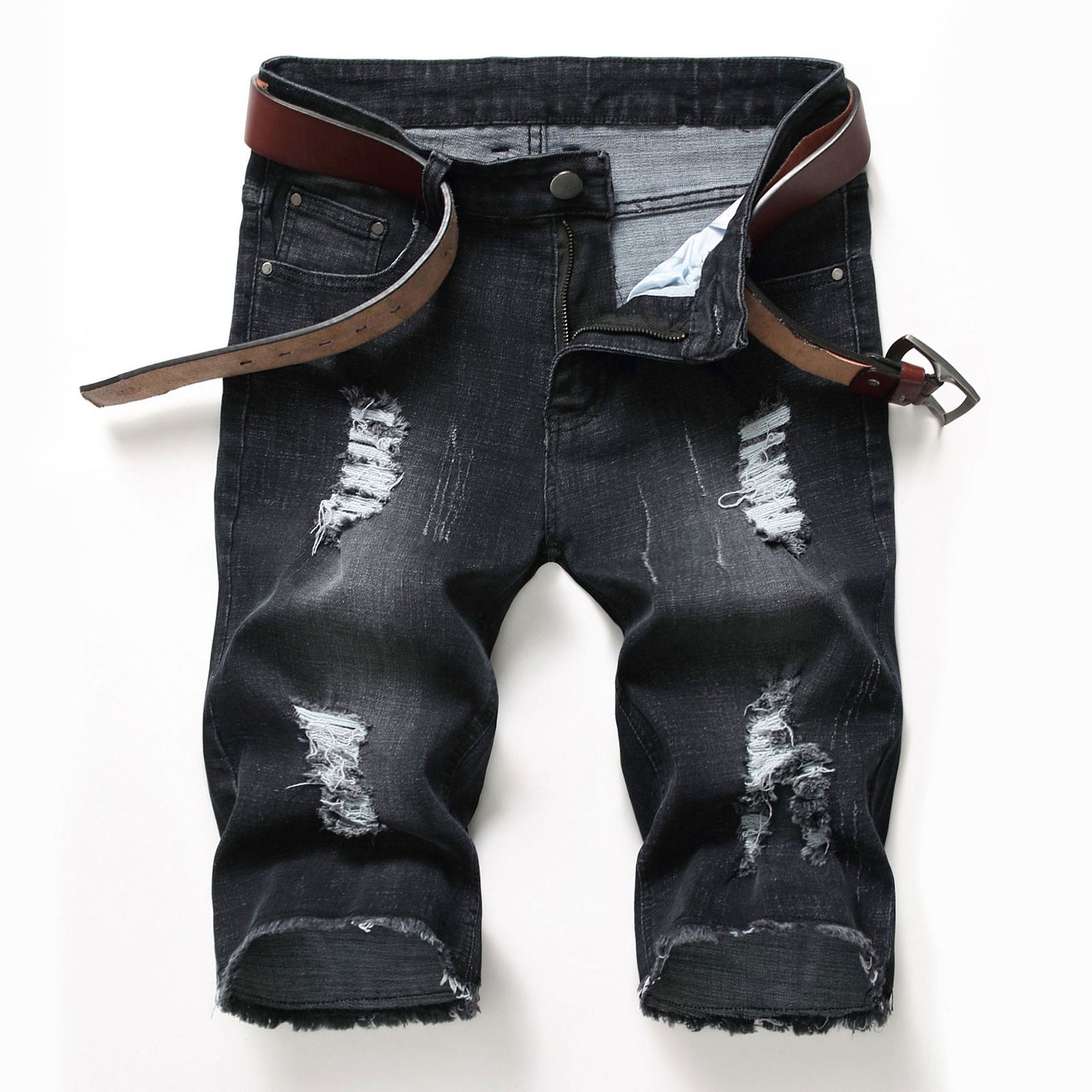 Pounoo 2024 New Sports Home Pants Zipper Elastic Slim Casual Shorts ...