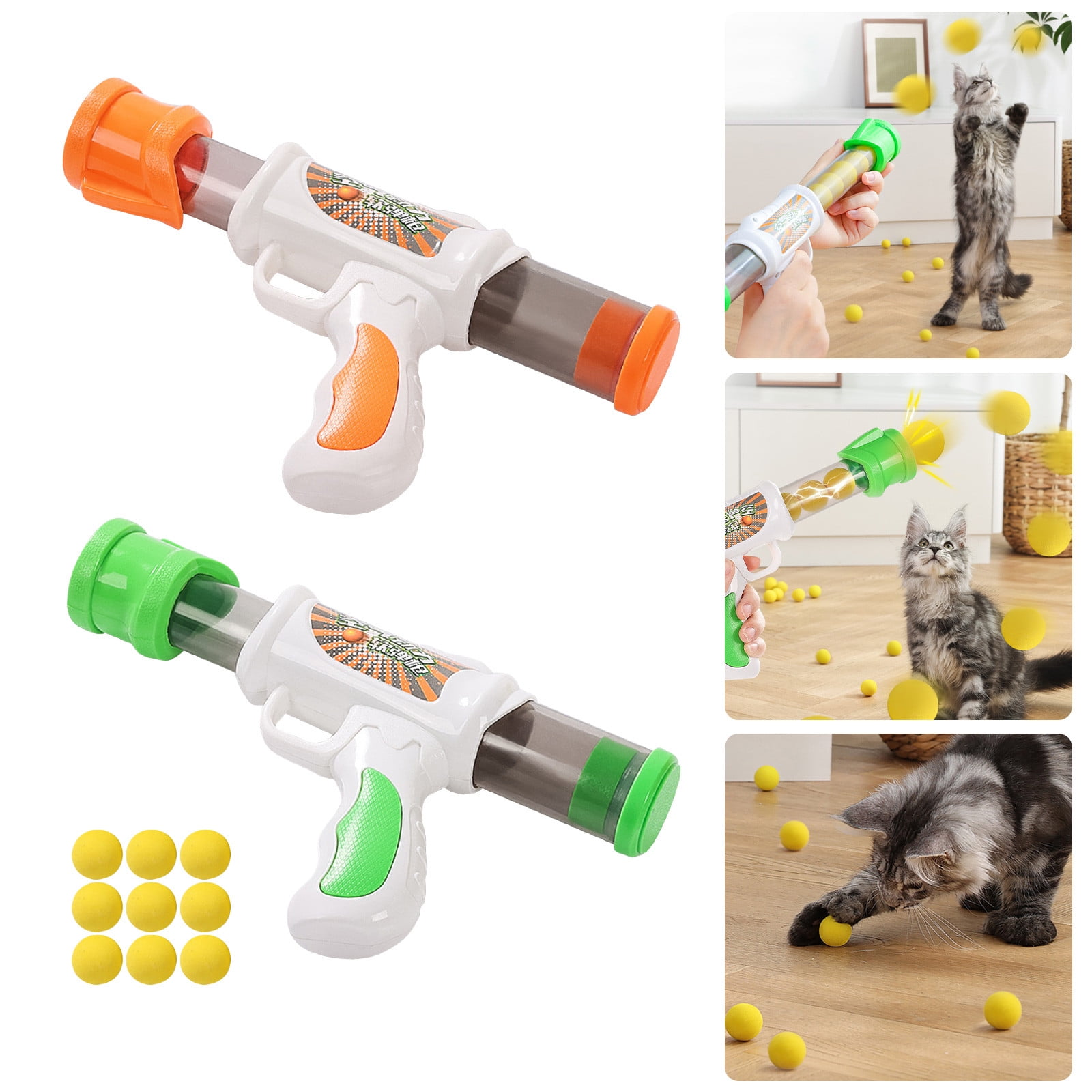 Isvgxsz 2024 Pet Supplies Items Cats Ball Launchers + 9Pcs Cats Toy ...