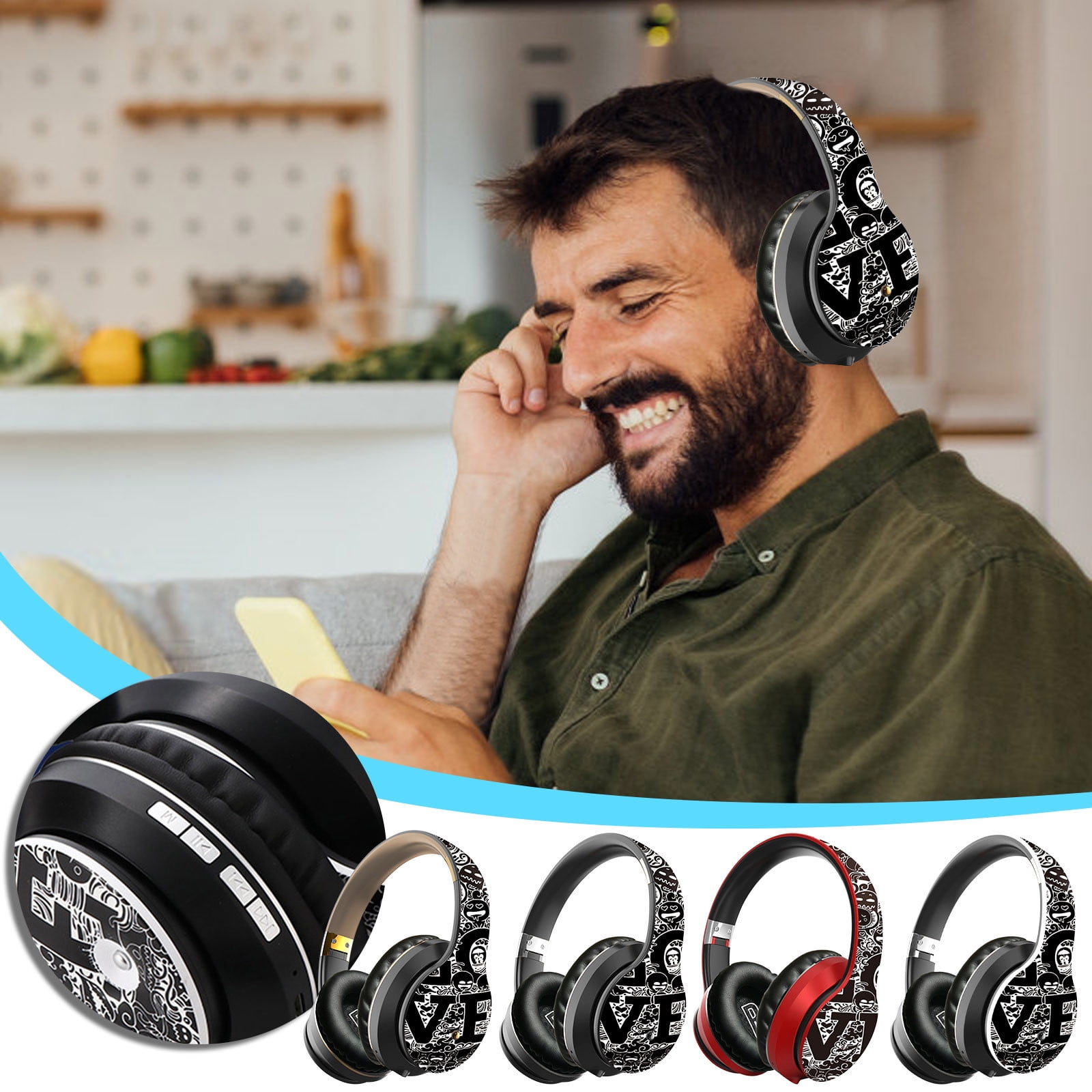 Isvgxsz Clearance Items Bluetooth Earphones Head-Worn Wireless Foldable ...