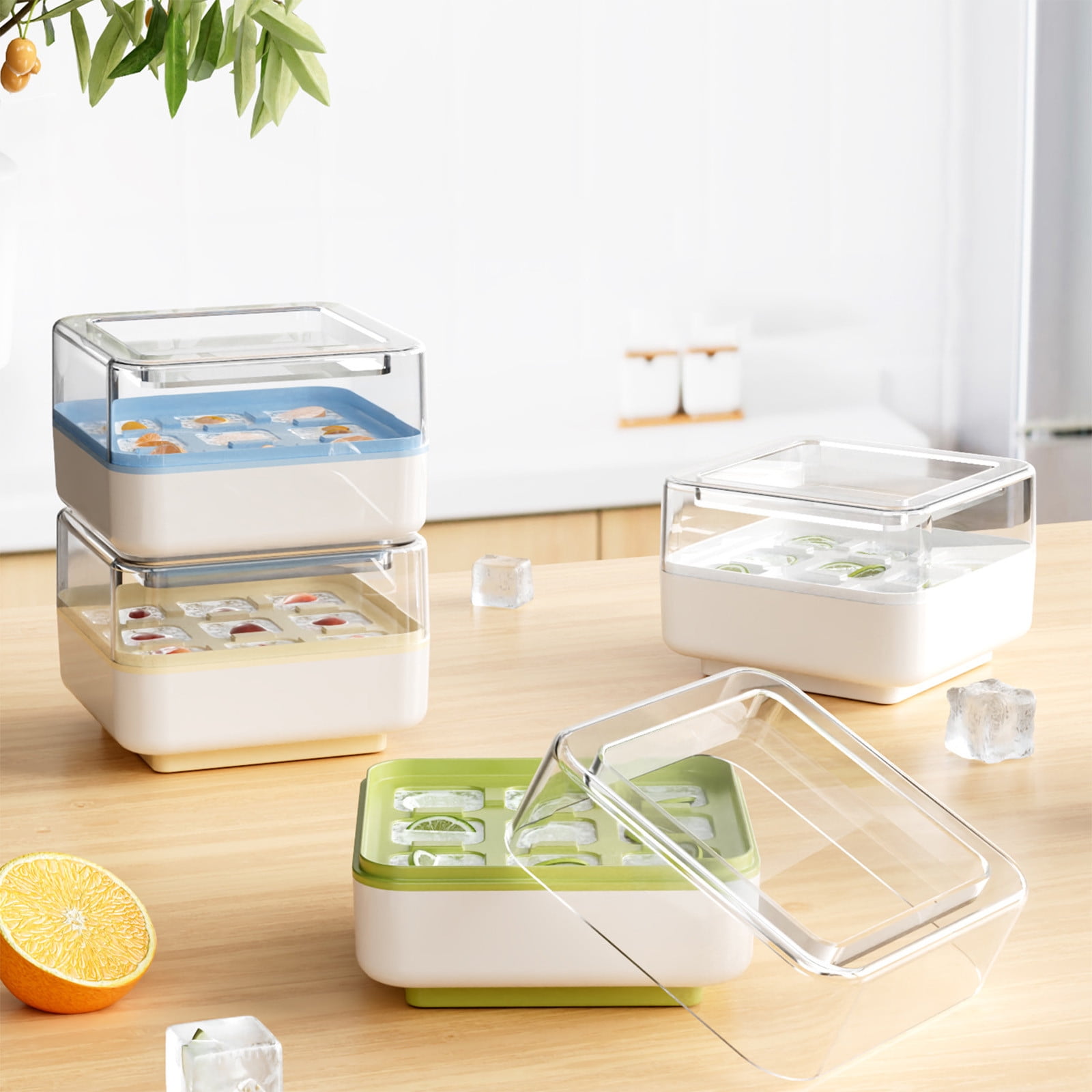 Pounoo New Home Decor 9 Compartments Ice Compartment Easy Release Press ...