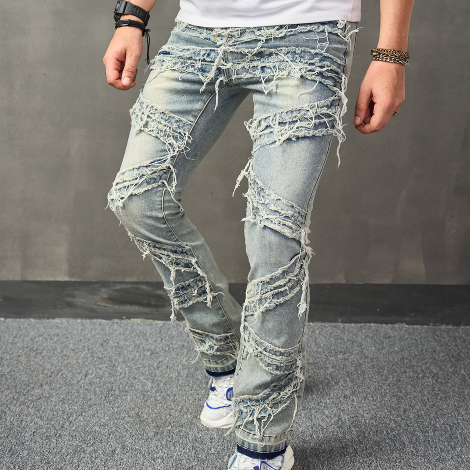 Isvgxsz New Jeans for Men Relaxed Fit New Style Comfort Waist Straight ...