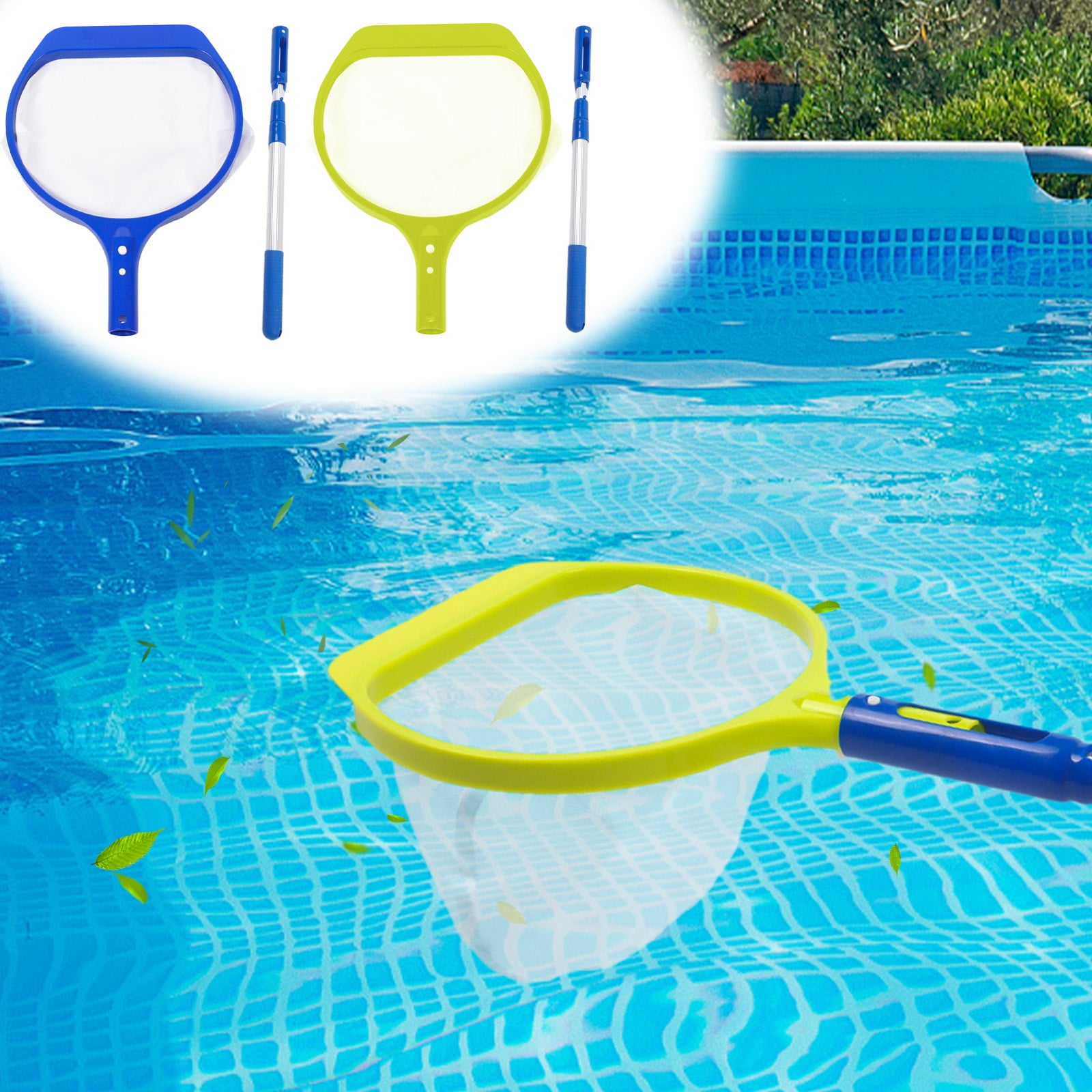 Isvgxsz New Swimming Pool Scoop Net With Handle Pole Plastic Circular ...