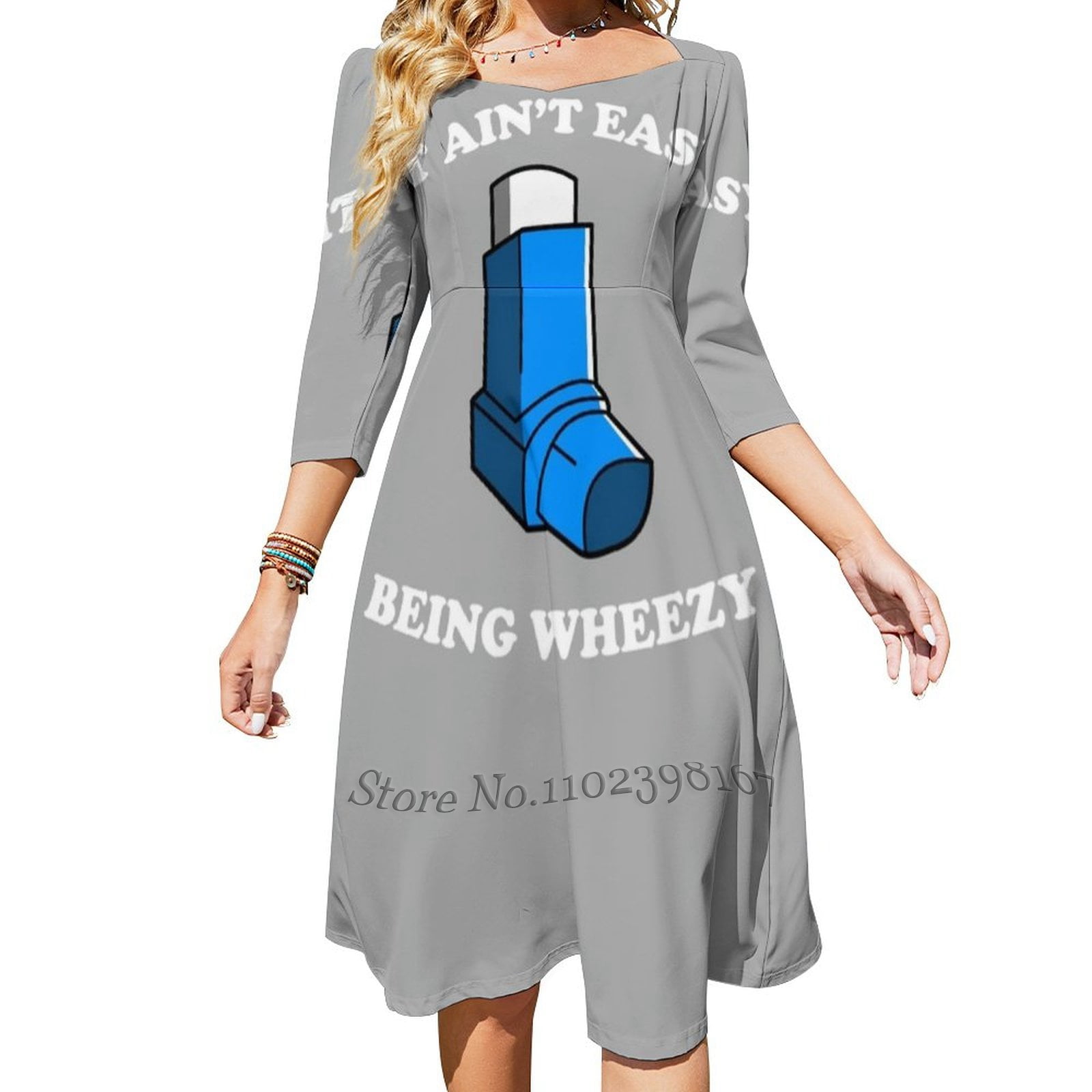 It Ain'T Easy Being Wheezy Flare Dress Square Neck Dress Elegant Female ...