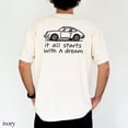 It All Starts With A Dream Minimalist Car Outline Graphic Tee Vintage ...