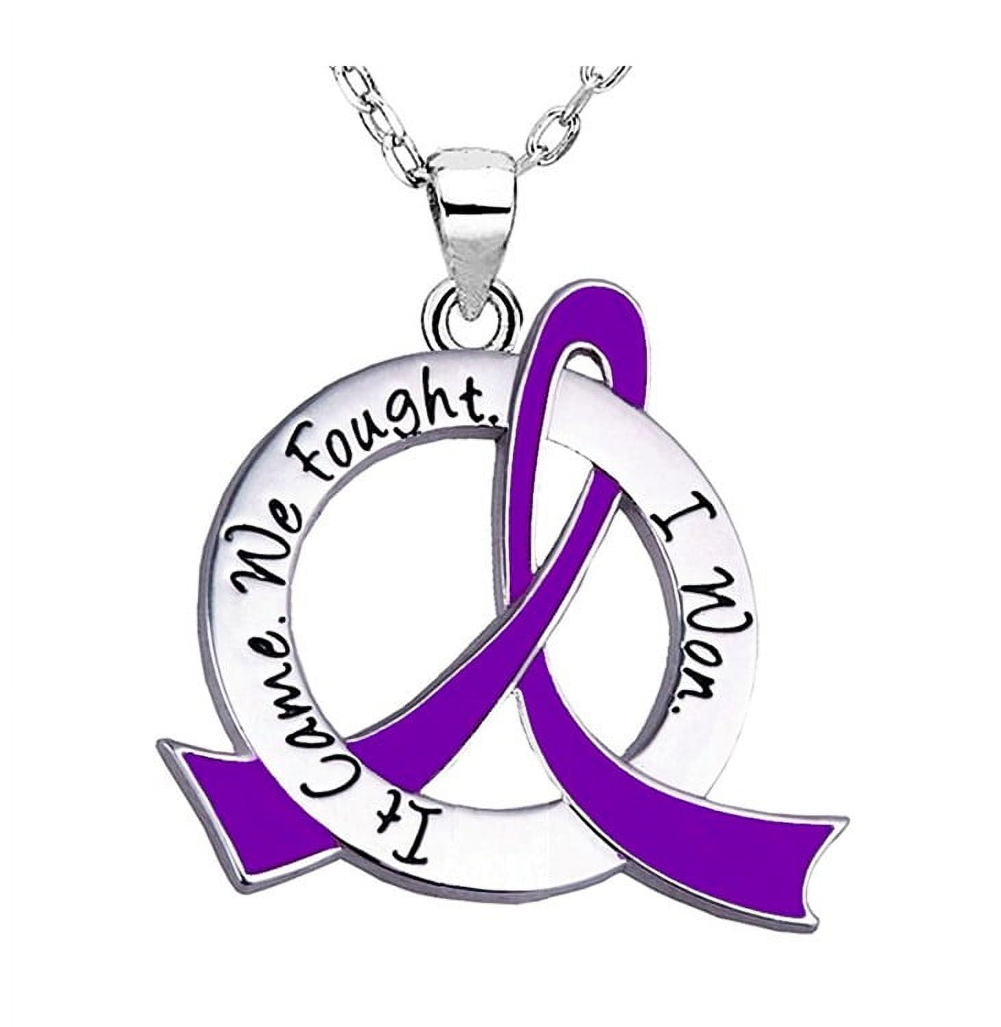 It Came. We Fought. I Won. Awareness Ribbon Survivor Necklace for ...
