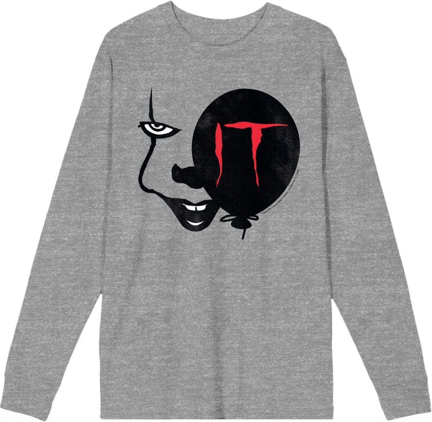 It Chapter 2 Enlarged Pennywise Face Adult Heather Gray Crew Neck Long ...