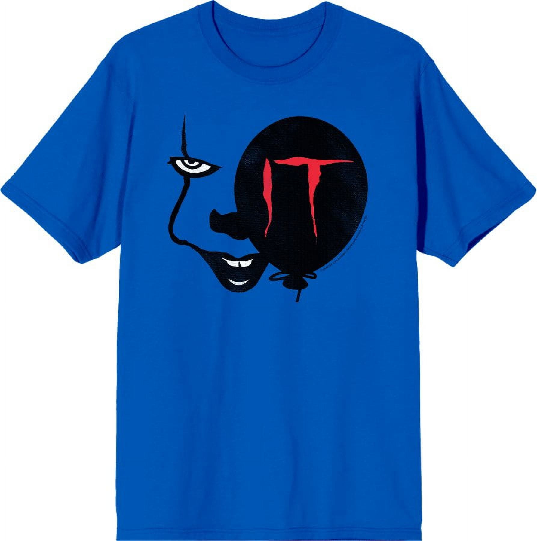 It Chapter 2 Enlarged Pennywise Face Men's Blue Crew Neck Short Sleeve Tee-Small - Walmart.com
