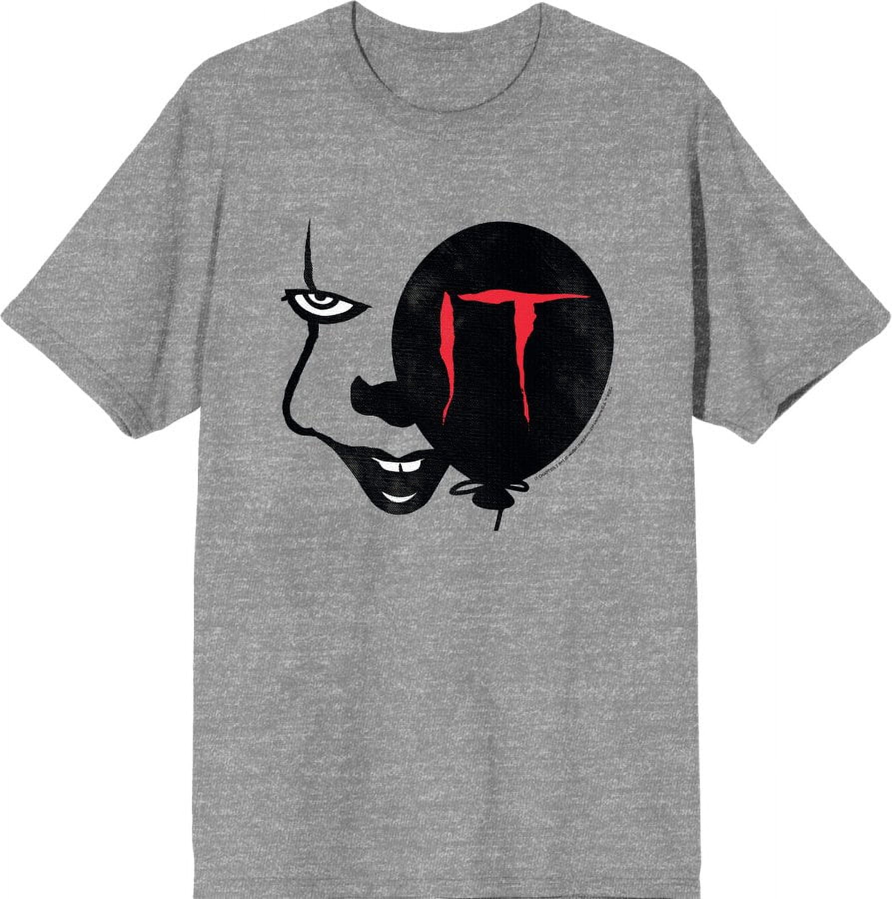 It Chapter 2 Enlarged Pennywise Face Men's Heather Gray Crew Neck Short ...