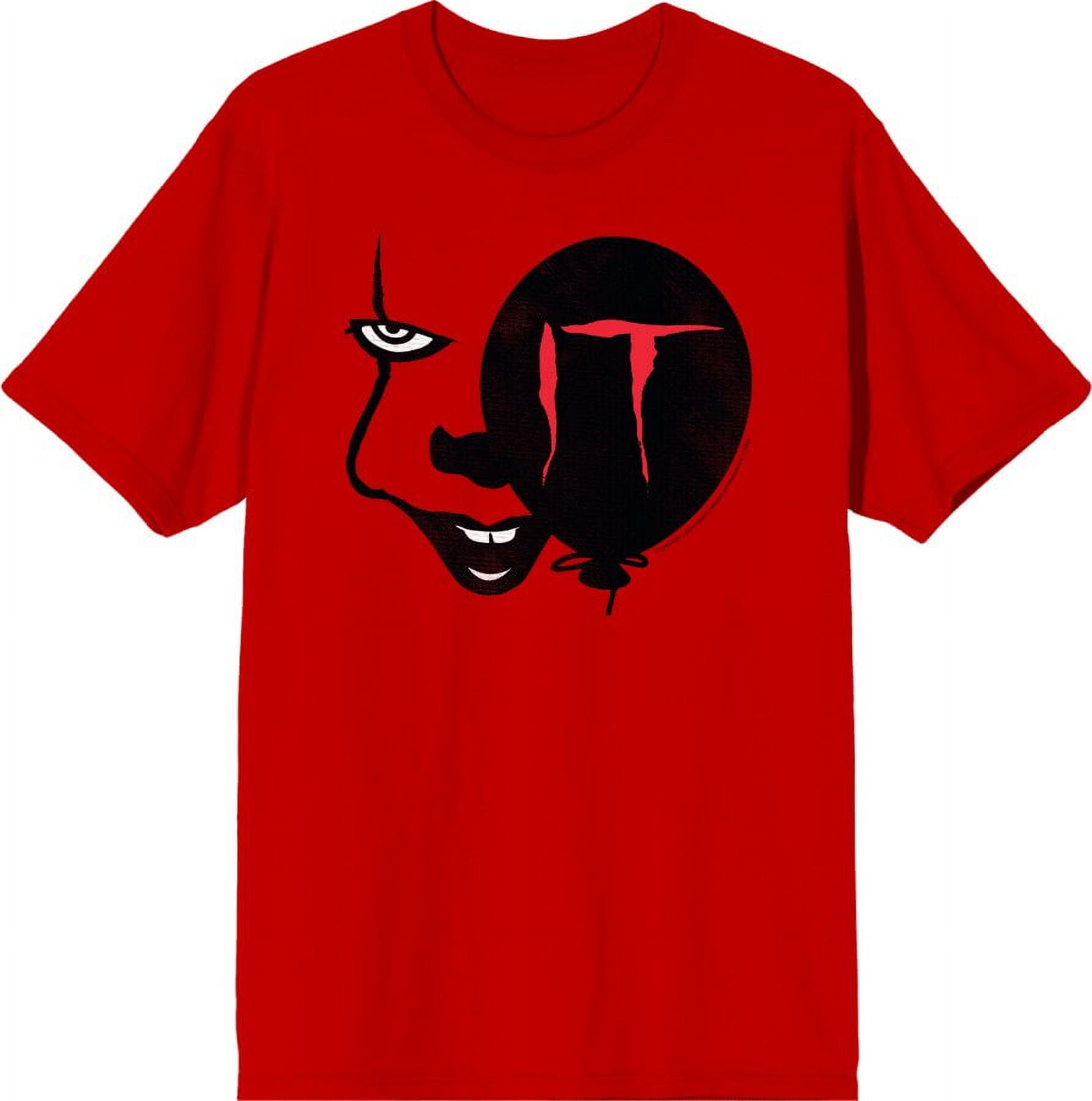 It Chapter 2 Enlarged Pennywise Face Men's Red Crew Neck Short Sleeve ...