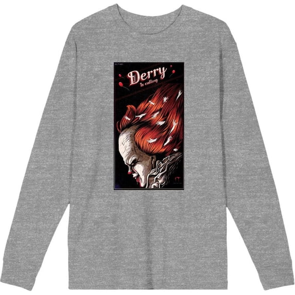 It Chapter 2 Pennywise Derry Fan Poster Adult Heather Gray Crew Neck ...