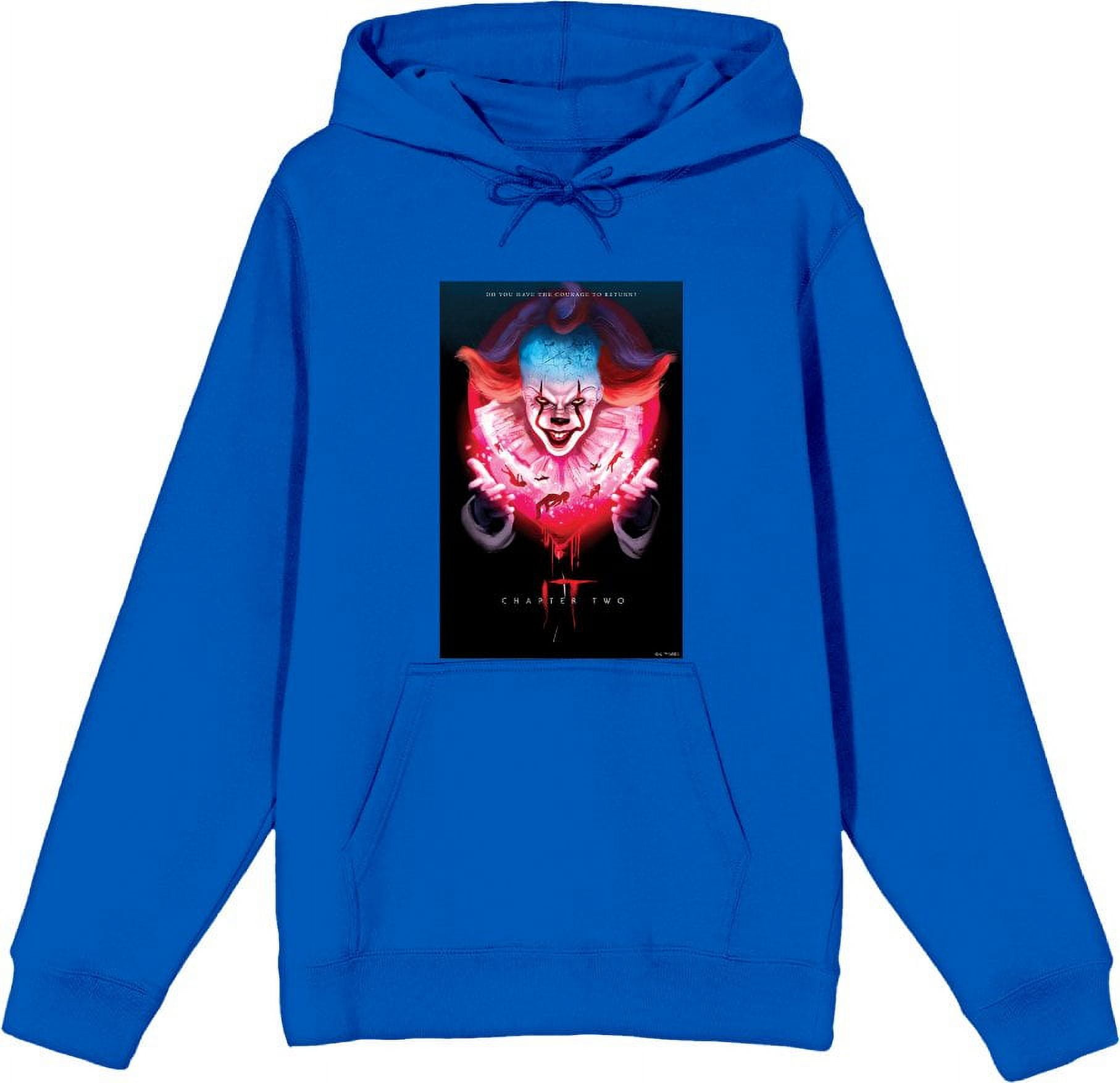 It Chapter 2 Pennywise Glow Fan Poster Adult Blue Long Sleeve Hoodie-XL ...