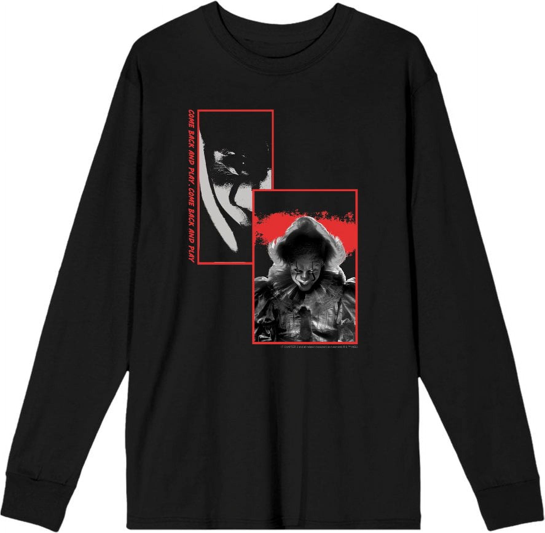 It Chapter 2 Pennywise Screengrab Collage Adult Black Crew Neck Long ...