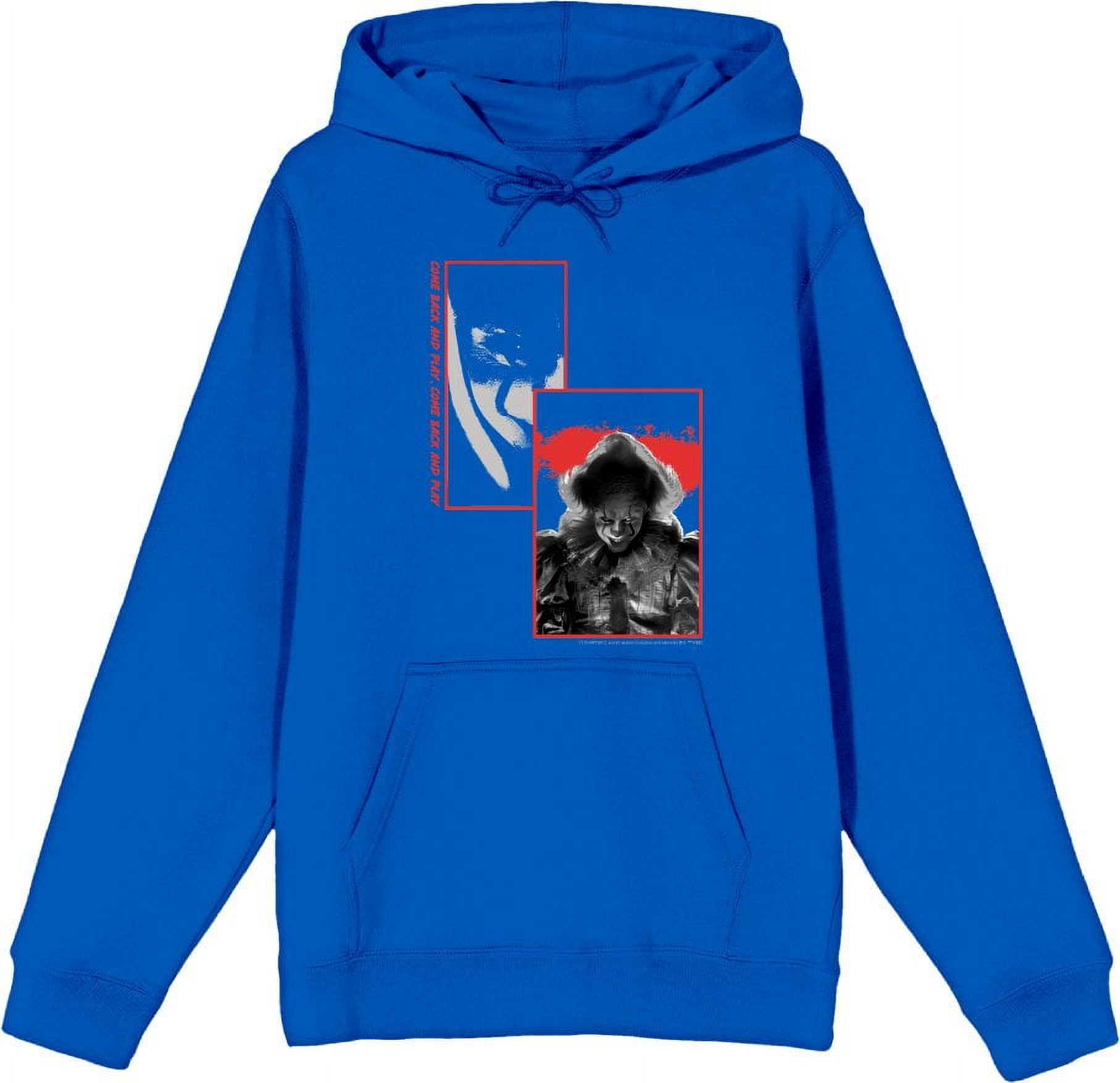 It Chapter 2 Pennywise Screengrab Collage Adult Blue Long Sleeve Hoodie ...