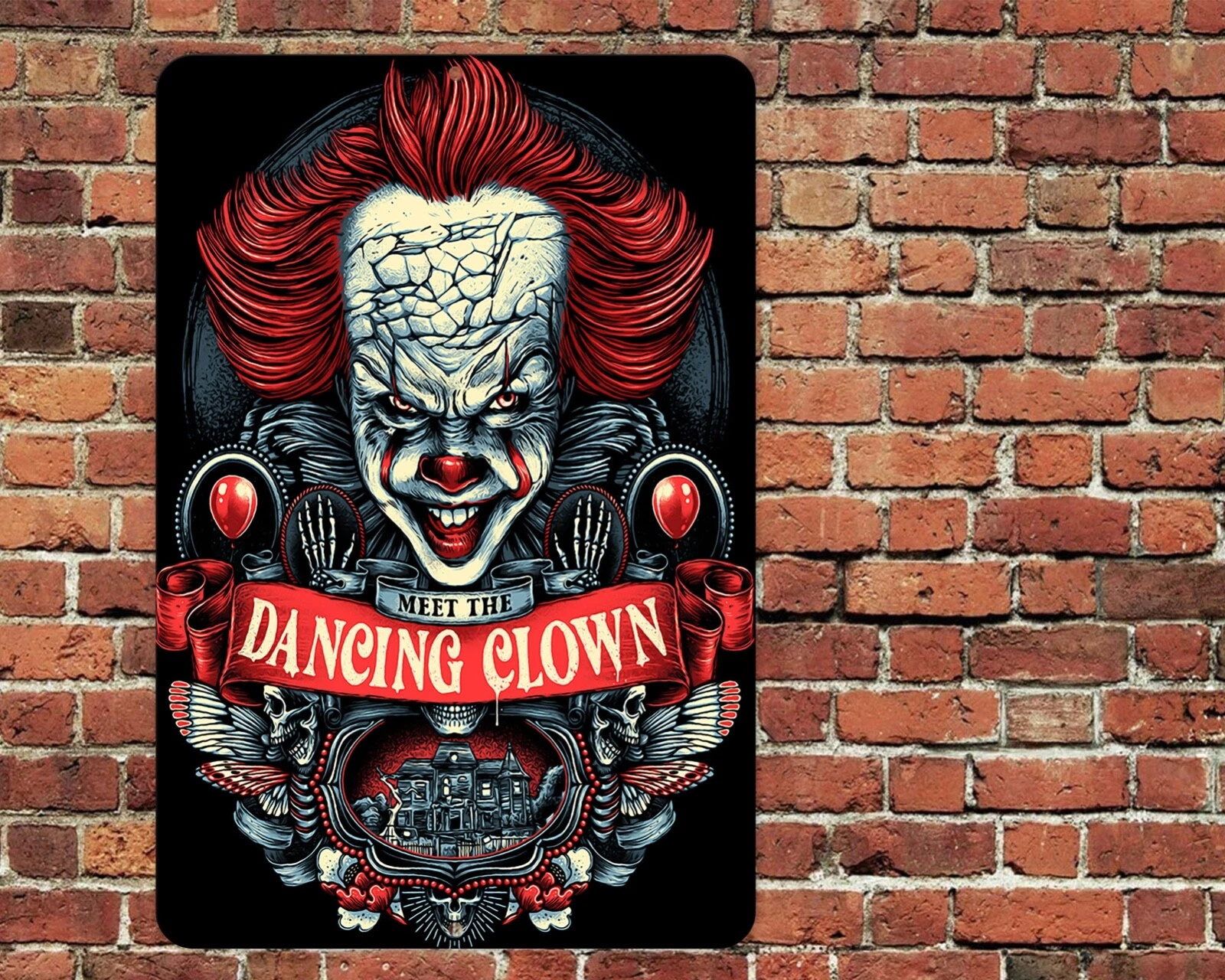 It Dancing Clown Sign Aluminum Metal 8X12 Halloween Scary Horror Movie ...