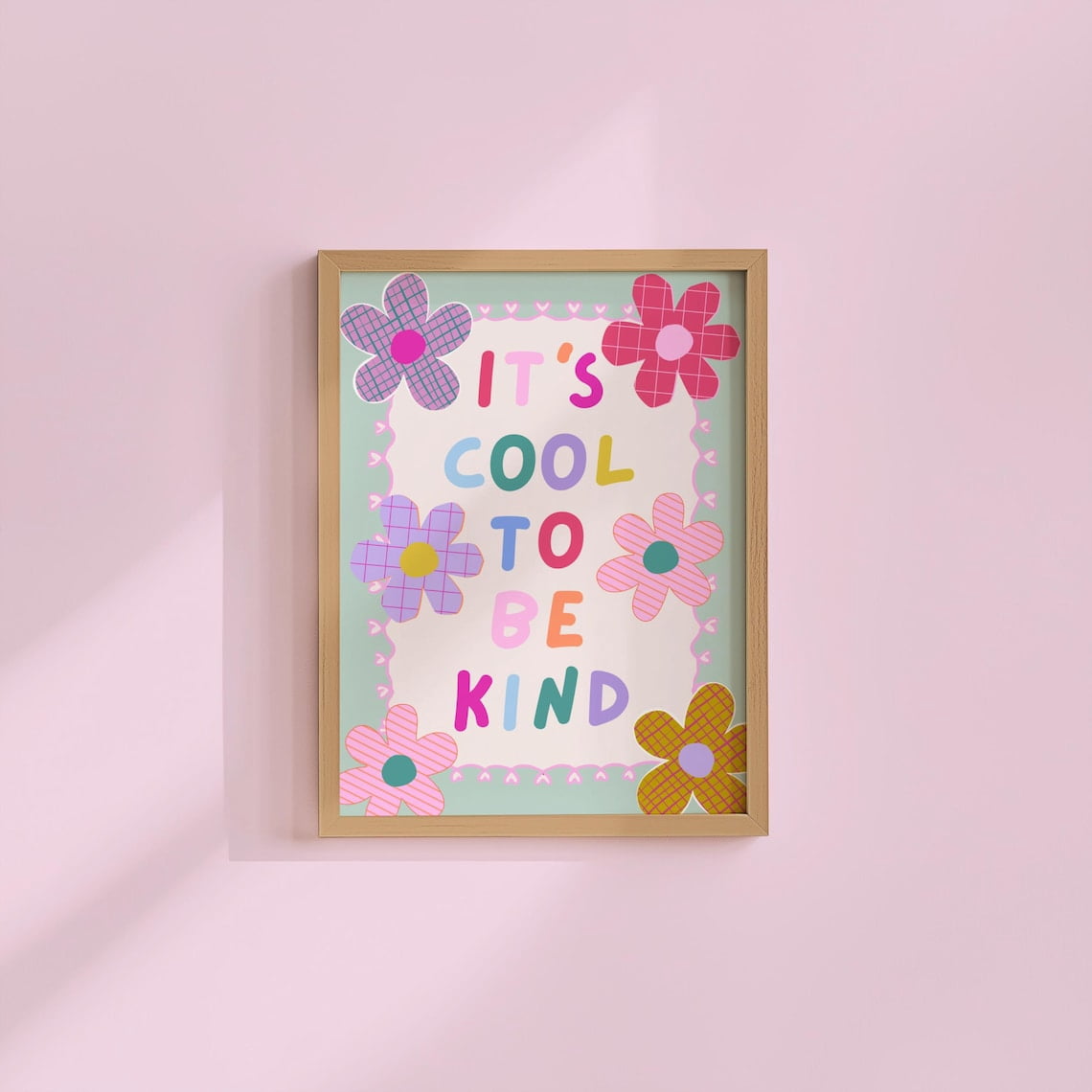It Is Cool To Be Kind Wall Art Retro Floral Boho Decor, Unframed Canvas ...