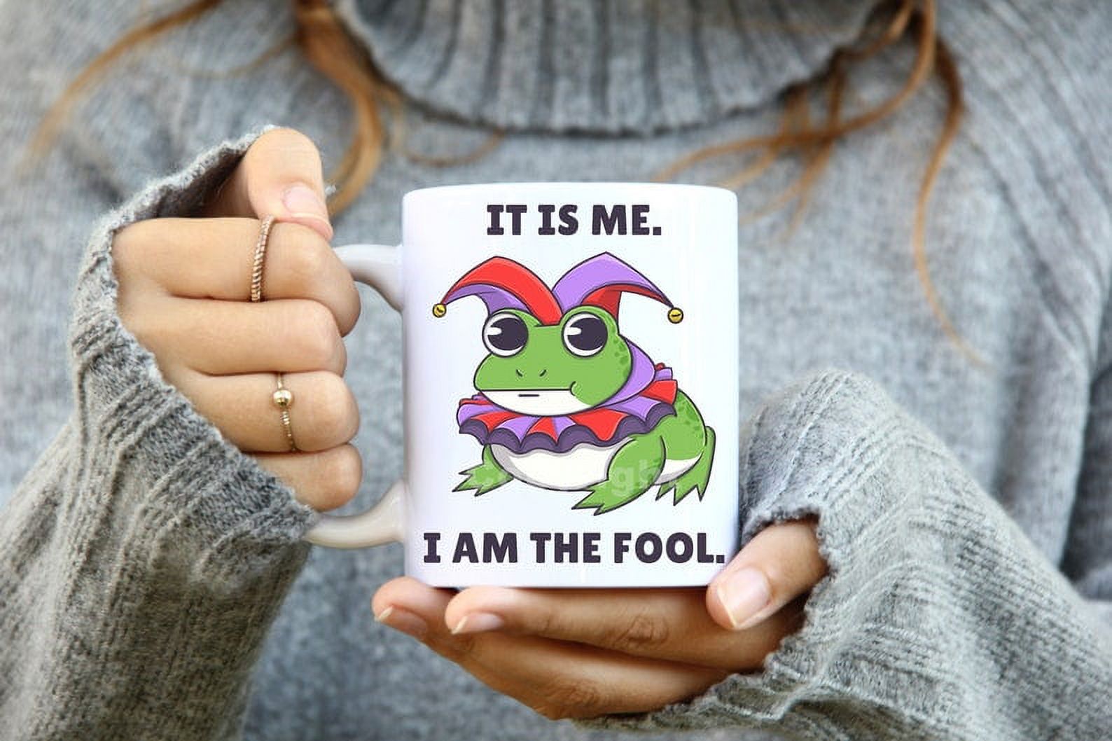 It Is Me, I Am The Fool - Frog Clown Coffee Mug, Funny Meme Mug ...