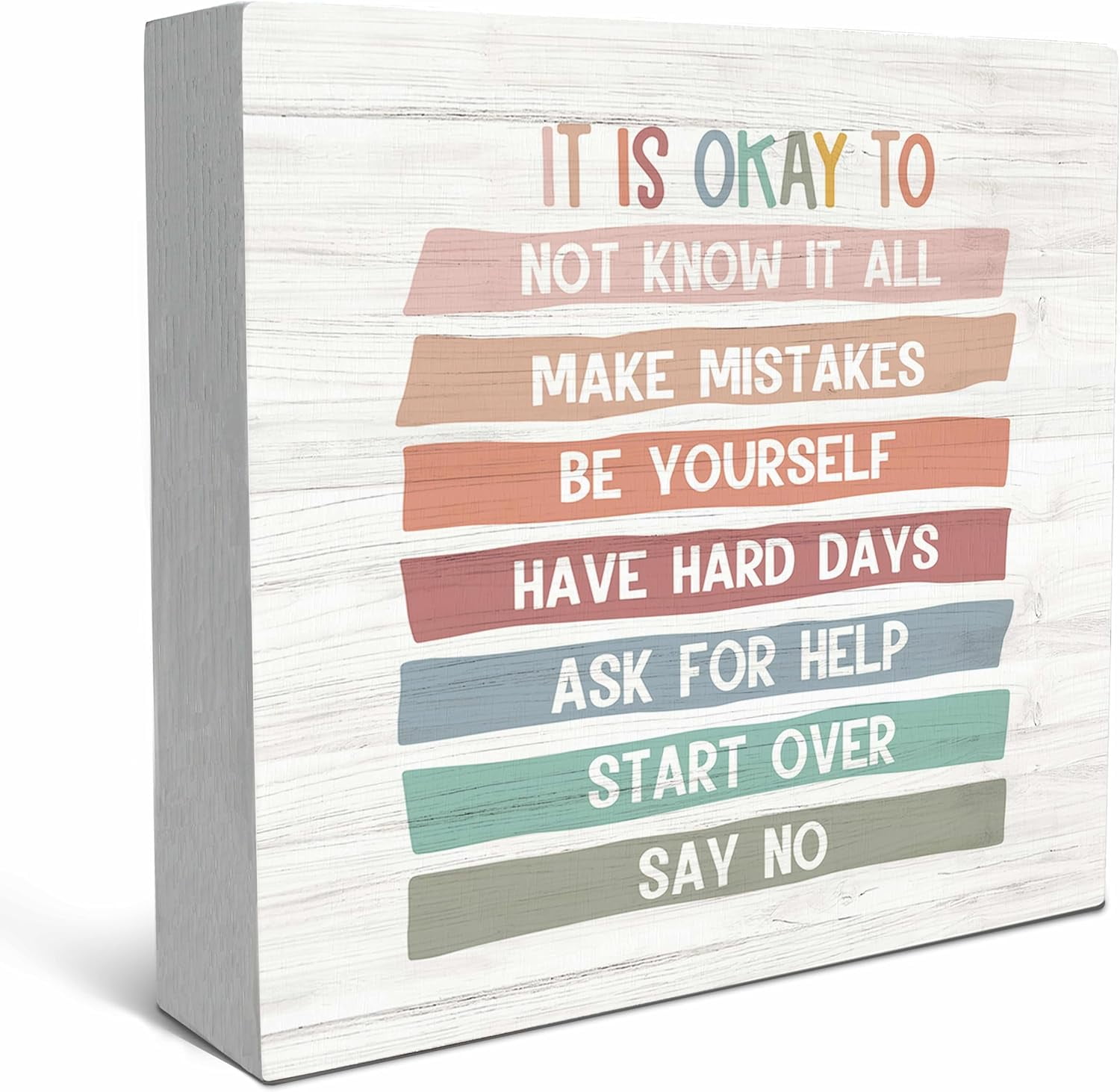 It Is Okay To Wood Box Sign Desk Decor, Homeschool Decor, Positive ...