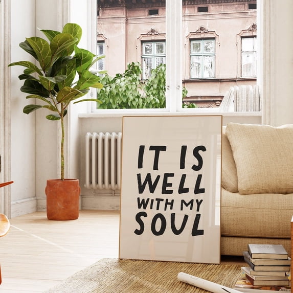 It Is Well With My Soul Print, Red Christian Wall Art, Unframed Paper ...