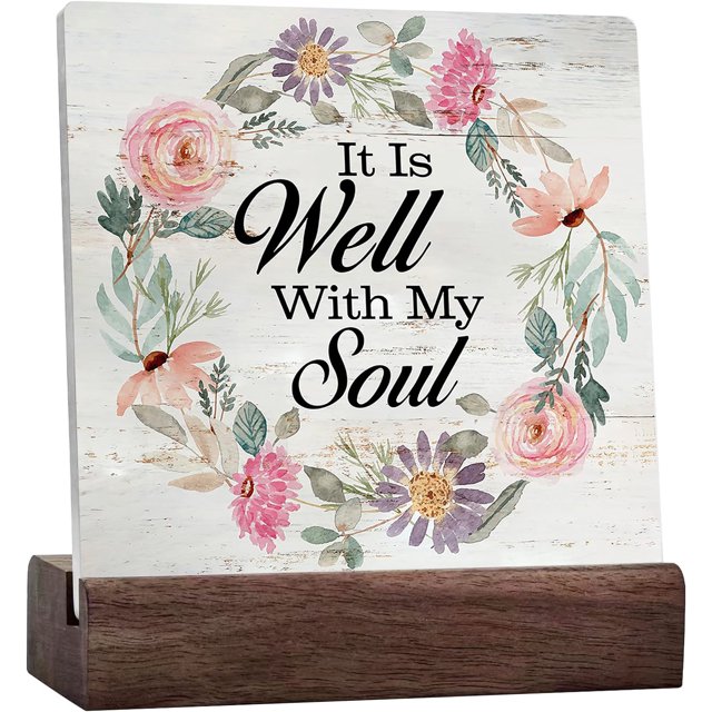 It Is Well With My Soul Sign Rustic Floral Ceramic Table Sign Home ...