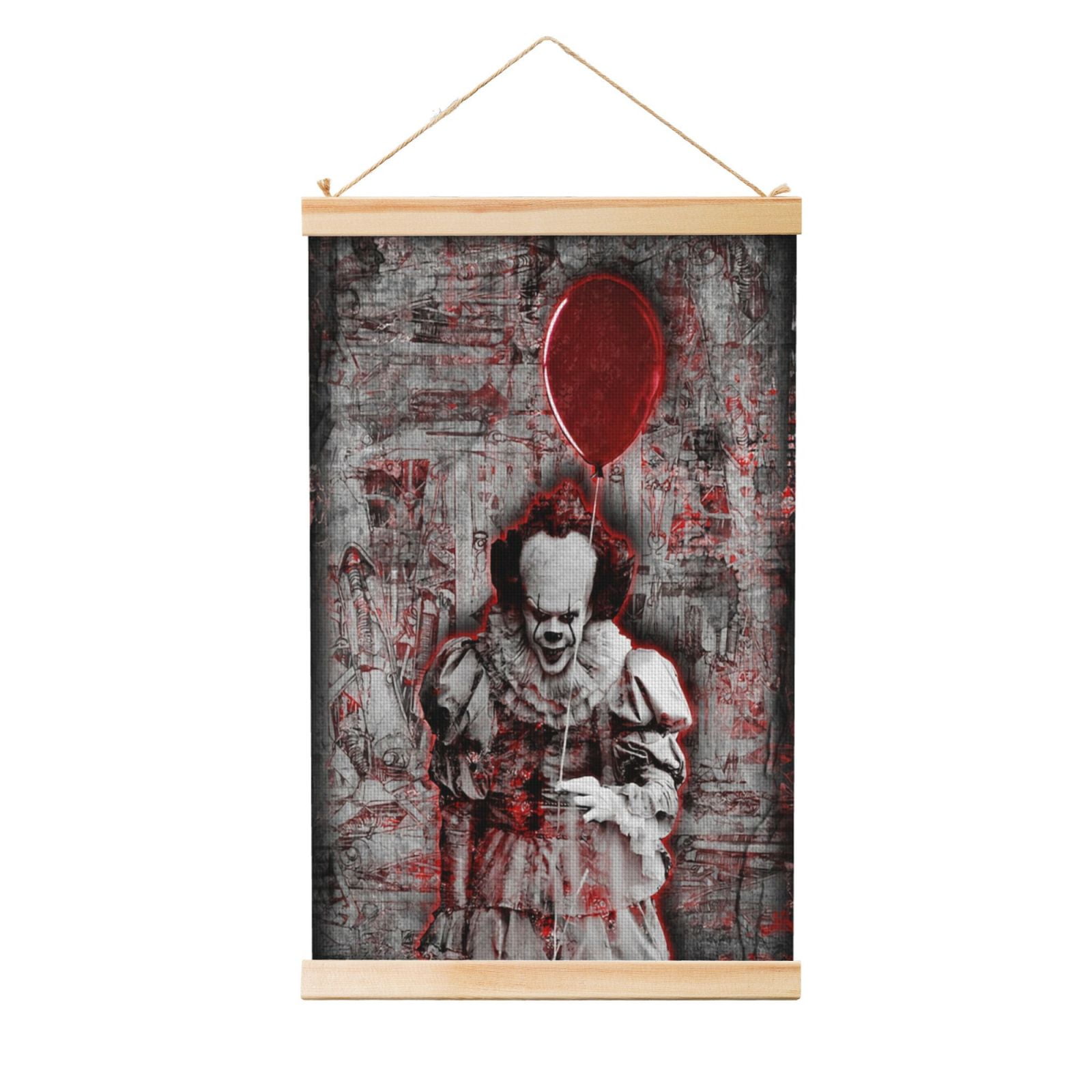 It Pennywise Horror Poster Canvas Wooden Shaft Hanging Poster Home ...