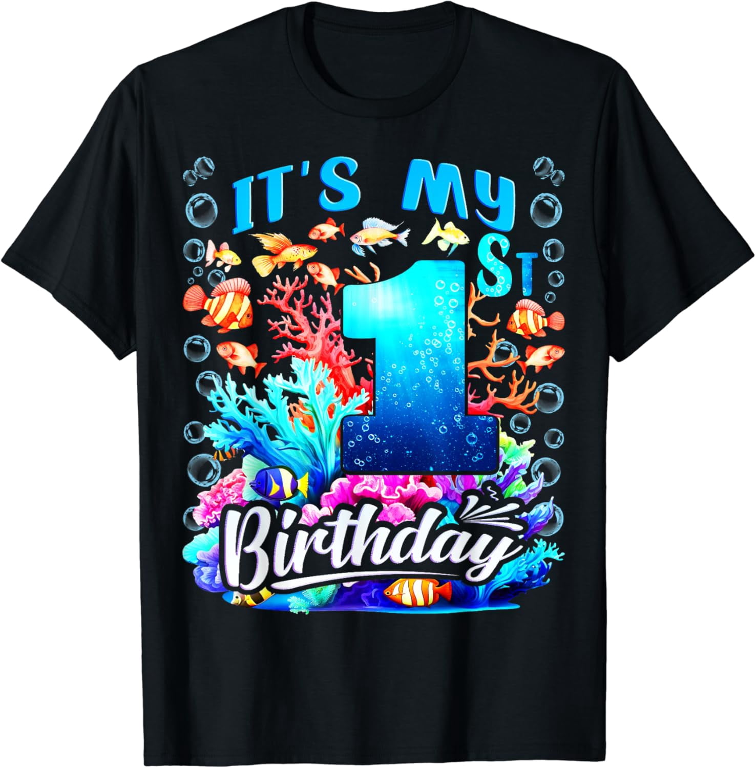It'S My 1St Birthday Boy Sea Fish Ocean Animals Aquarium T-Shirt ...