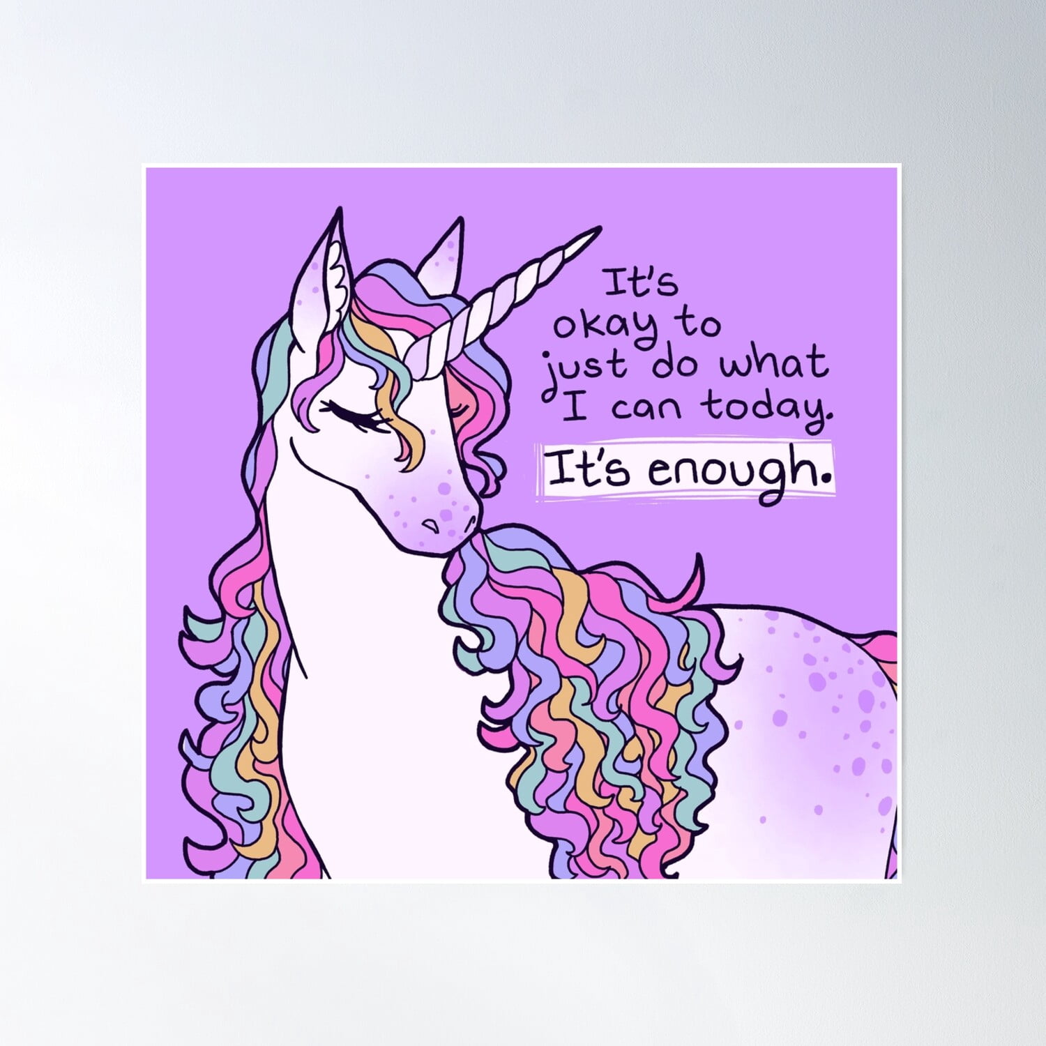 It'S Okay To Just Do What I Can Today Rainbow Unicorn Poster Wall Art ...