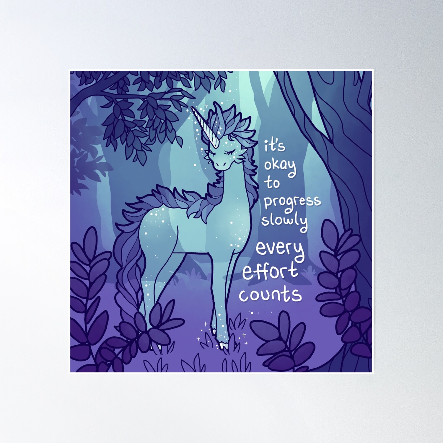 It'S Okay To Progress Slowly Spirit Kirin In Forest Poster Wall Art ...