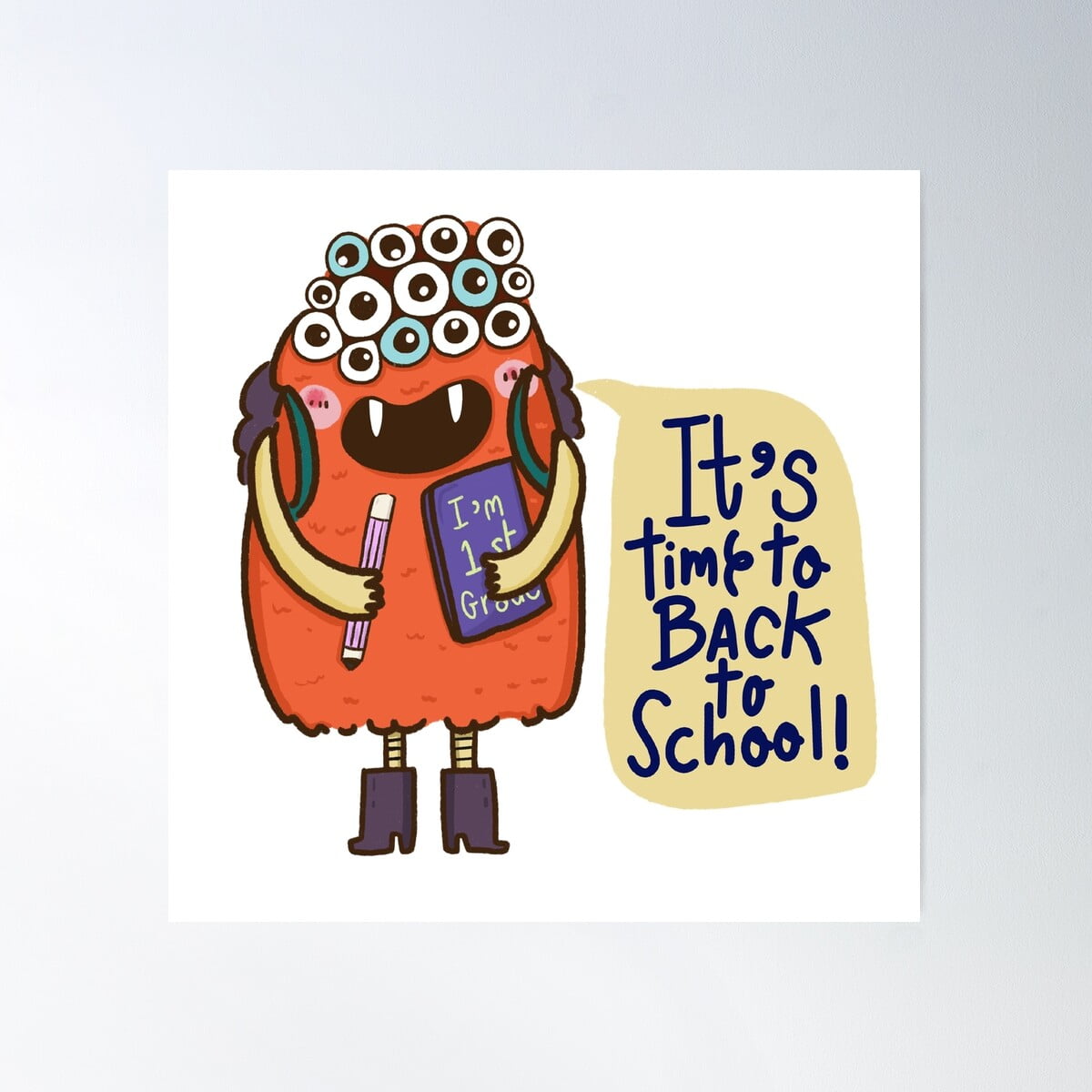 It'S Time To Back To School Poster Wall Art, Modern Wall Decor For ...