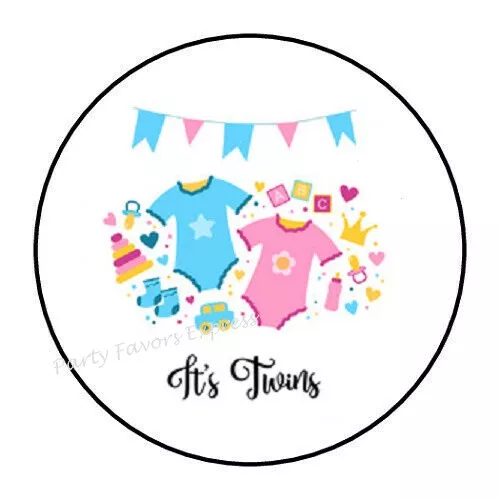 It'S Twins Baby Shower Sticker Party Favors Sticker Envelope Seals ...