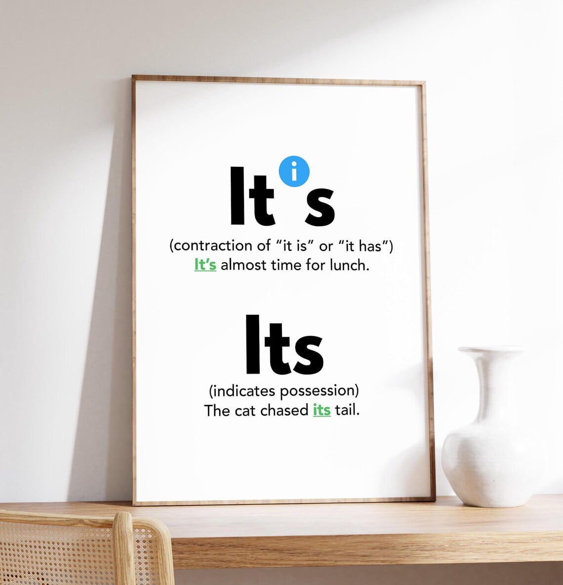 It'S Vs. Its Poster, English Homophones, Educational Poster, Grammar ...