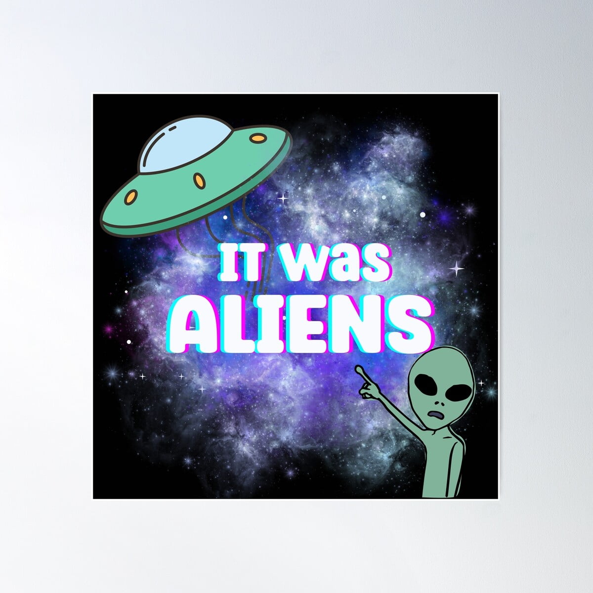 It Was Aliens. Ufo Alien Style Design. Poster Wall Art, Modern Wall ...