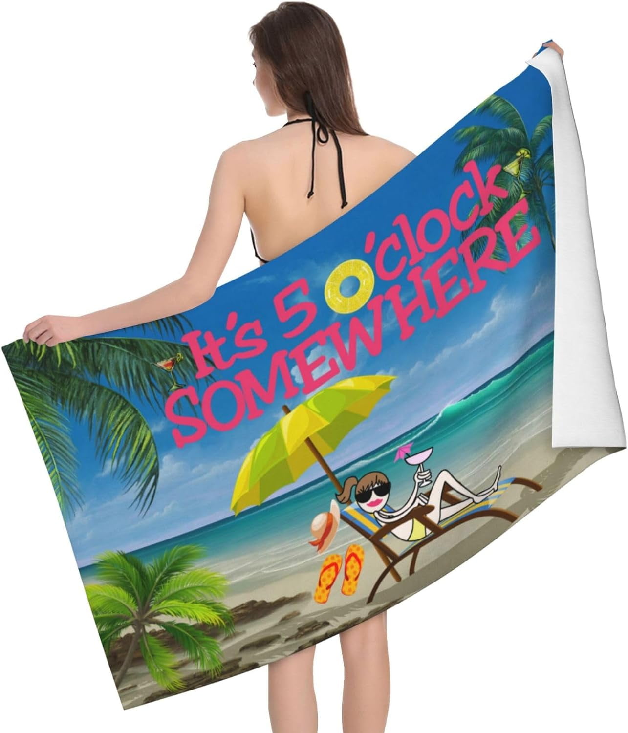 It's 5 O'Clock Somewhere Beach Towel Pool Towel for Men Women Gym and ...
