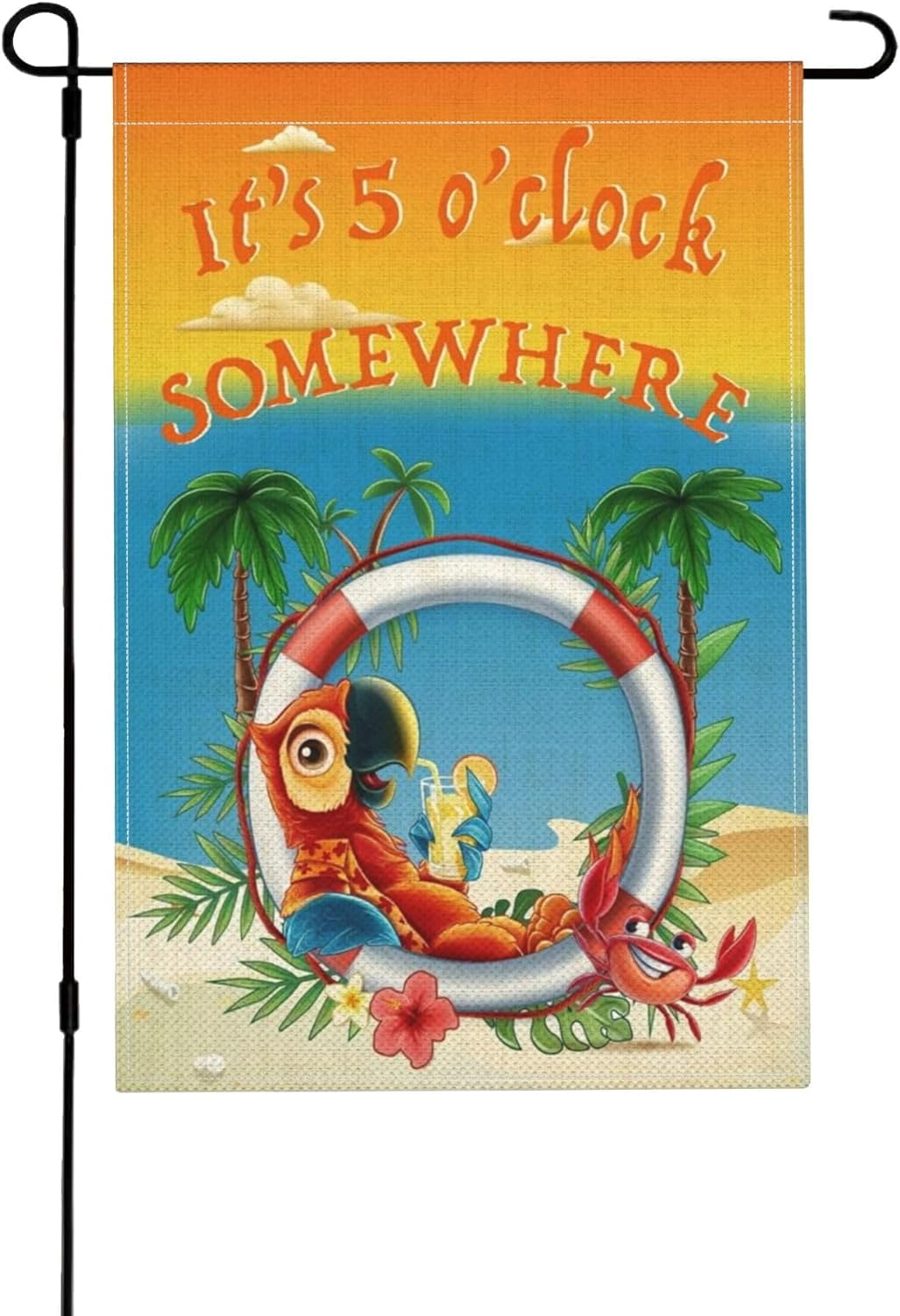 It's 5 O'Clock Somewhere Garden Flag Double Sided Summer Beach Themed ...
